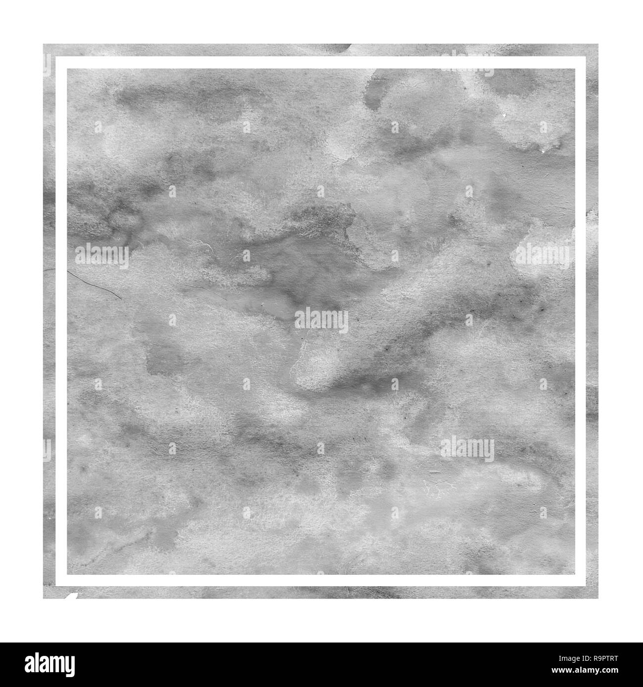 Monochrome hand drawn watercolor rectangular frame background texture ...