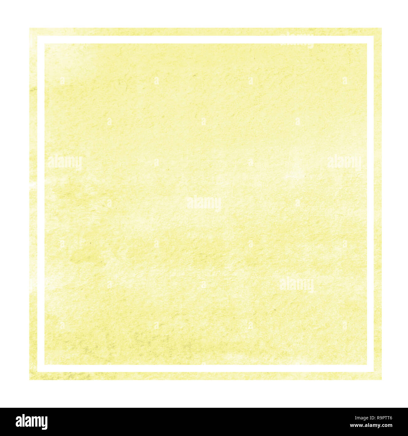 Yellow hand drawn watercolor rectangular frame background texture with ...