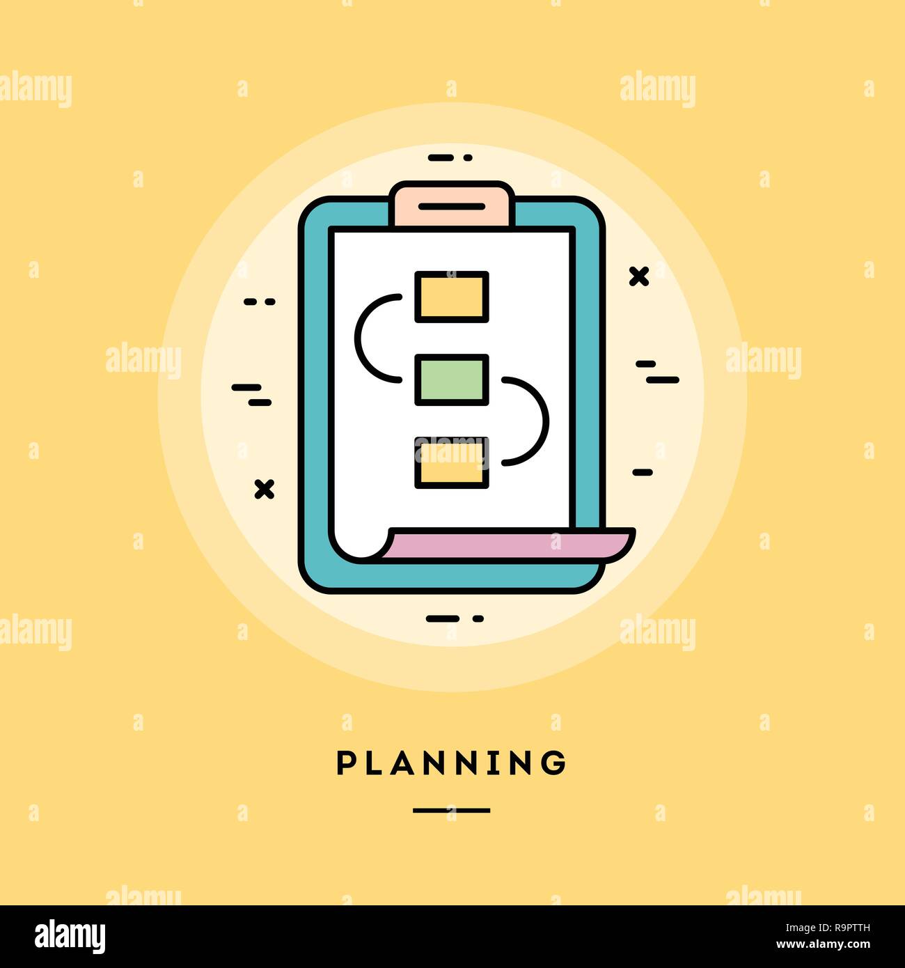 Planning, flat design thin line banner. Vector illustration Stock ...