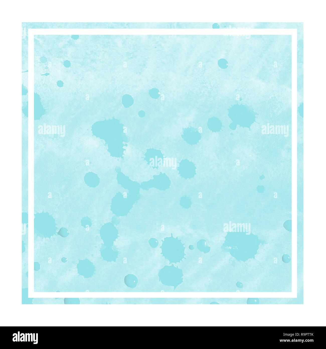 Light blue hand drawn watercolor rectangular frame background texture ...