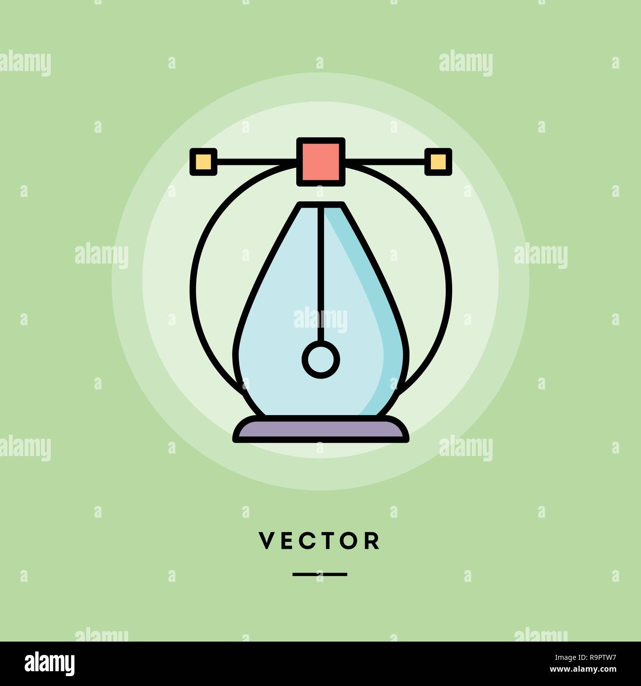 Digital art, flat design thin line banner. Vector illustration Stock ...