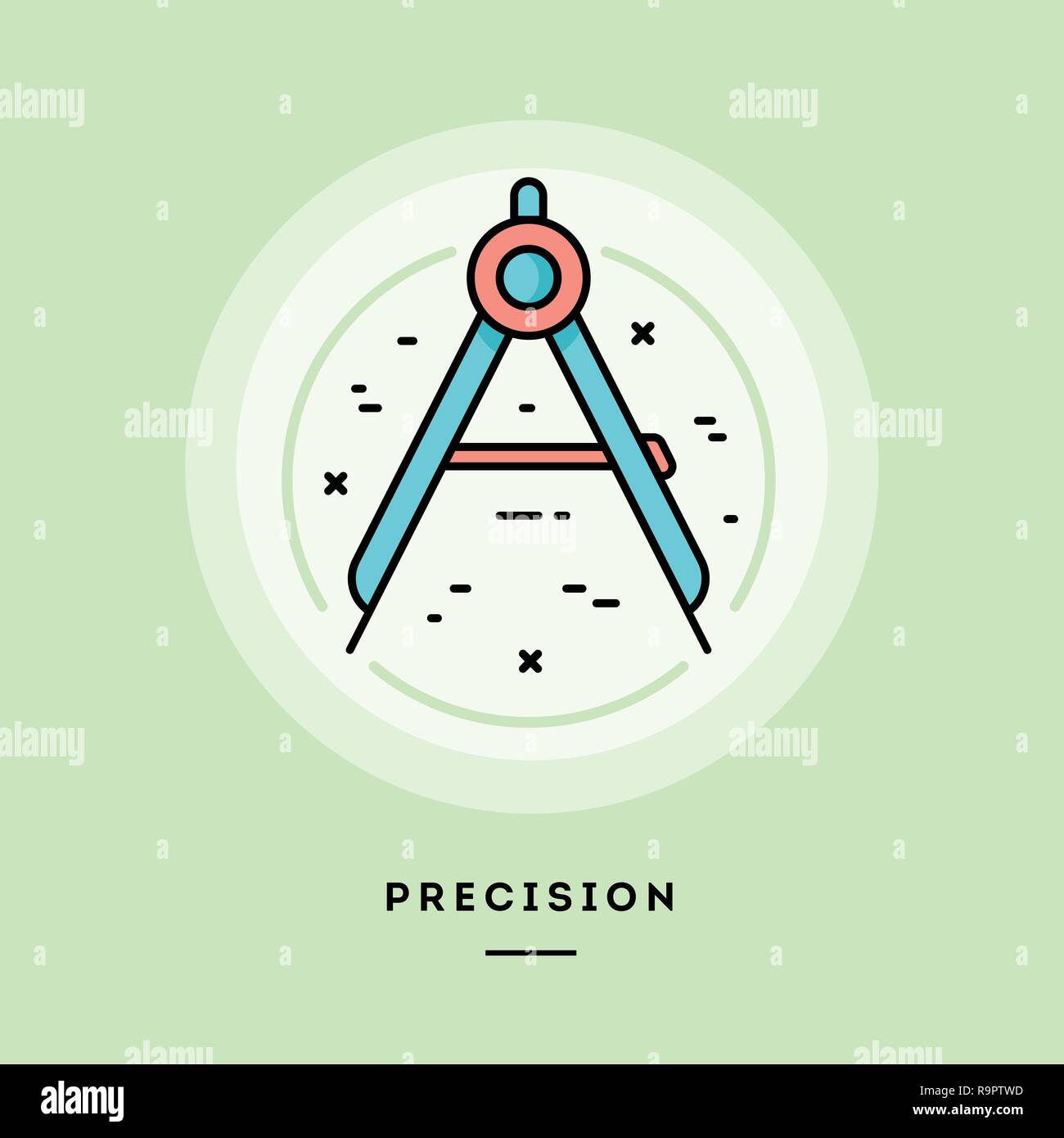 Precision, flat design thin line banner. Vector illustration Stock ...