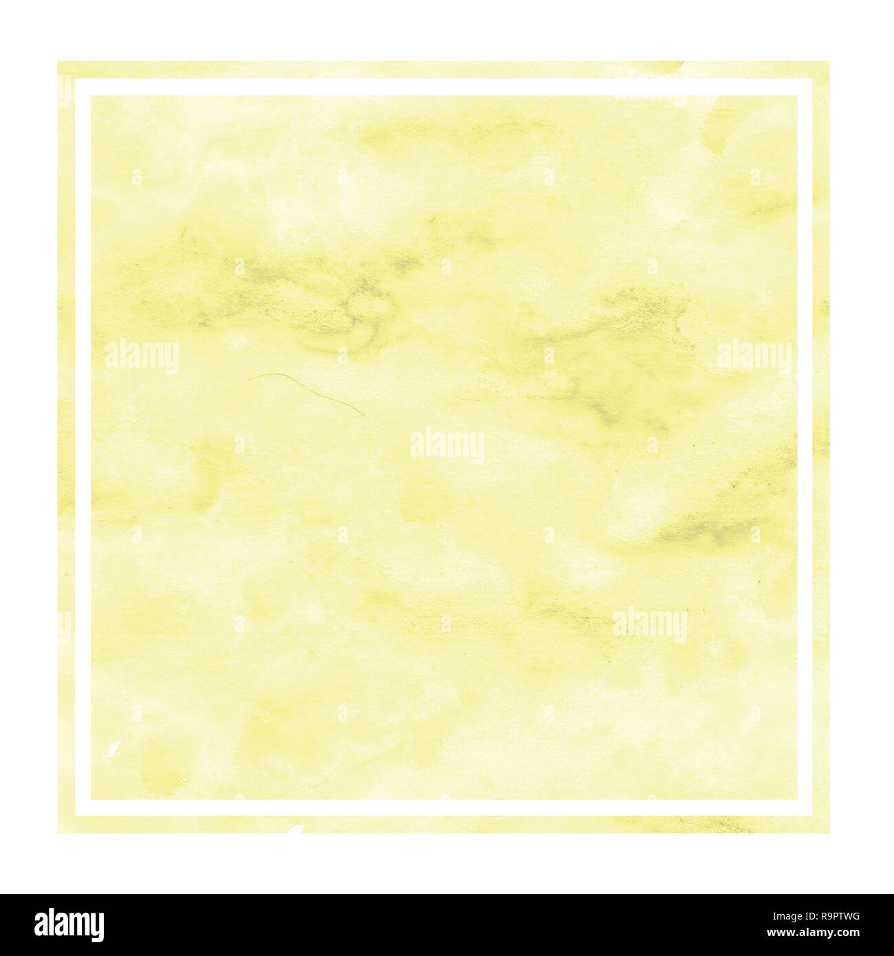 Yellow hand drawn watercolor rectangular frame background texture with ...