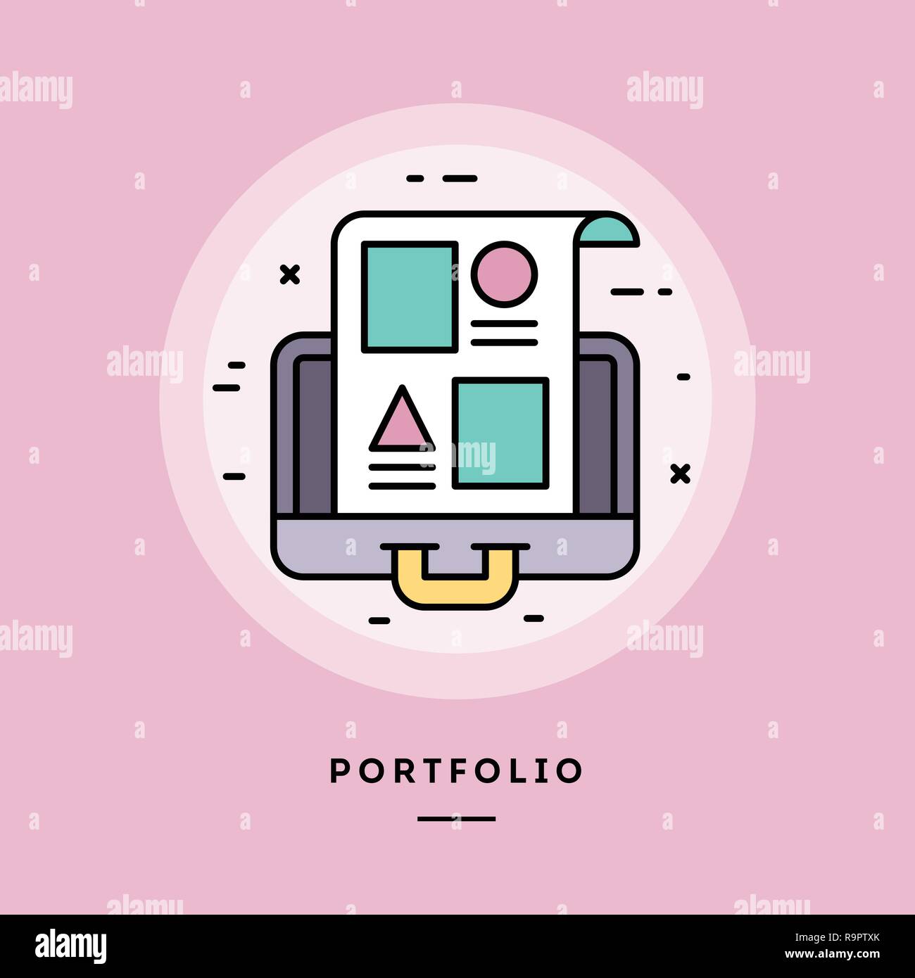 Portfolio, flat design thin line banner. Vector illustration Stock ...