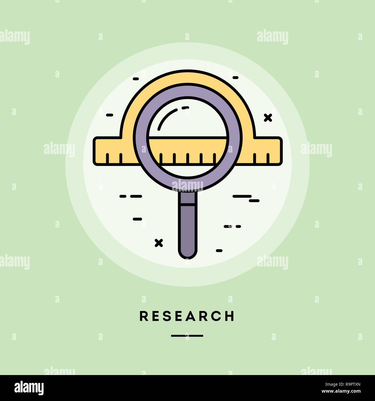 Research, flat design thin line banner. Vector illustration Stock ...