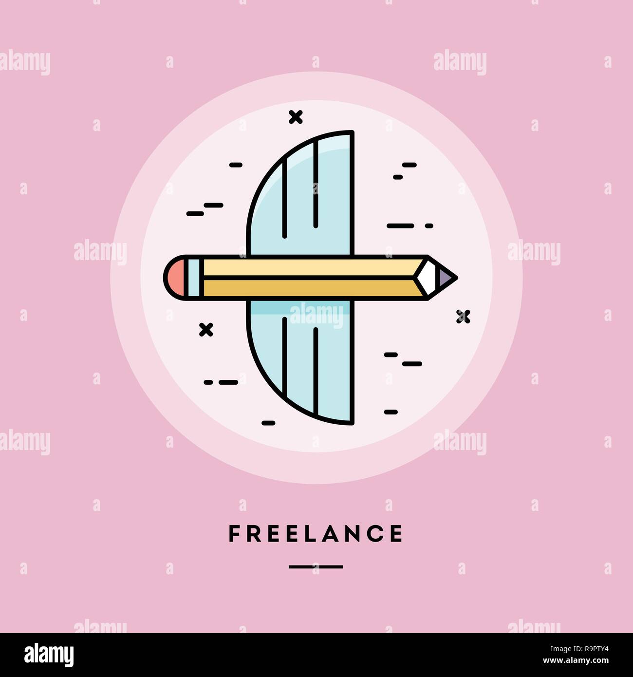 Freelance, flat design thin line banner. Vector illustration Stock ...