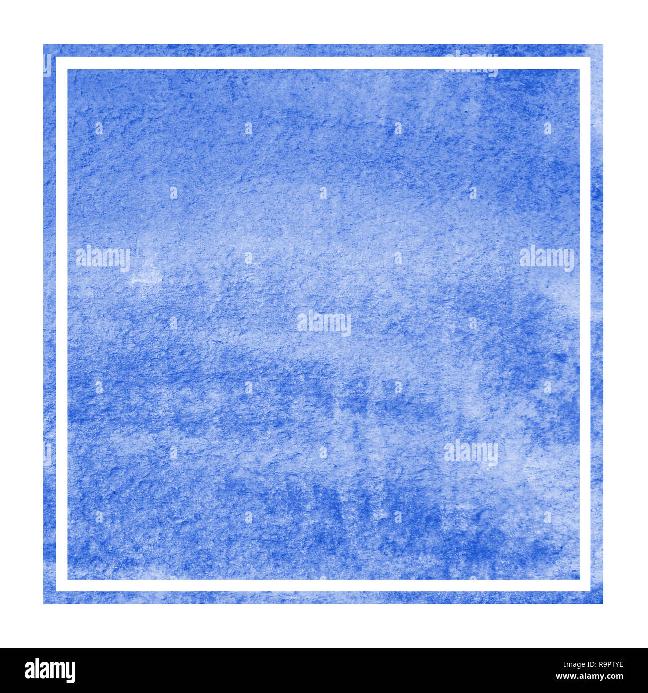 Blue hand drawn watercolor rectangular frame background texture with ...