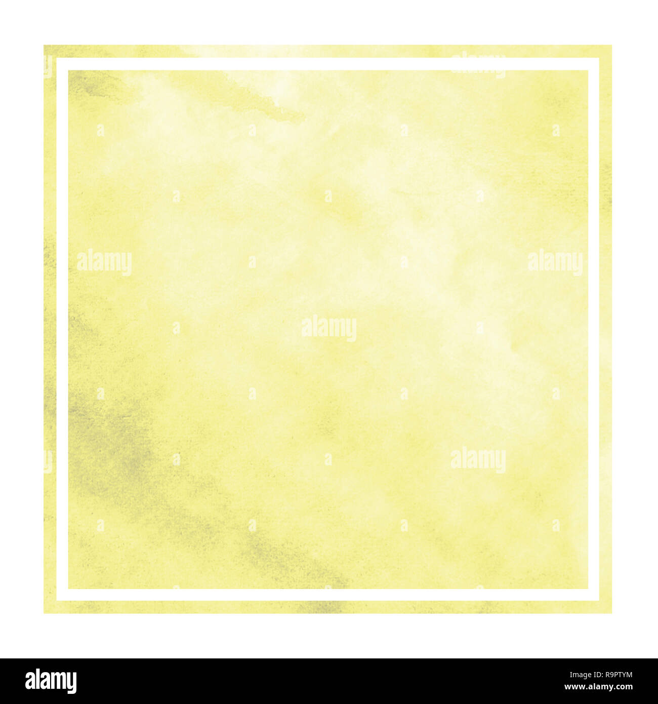 Yellow hand drawn watercolor rectangular frame background texture with ...