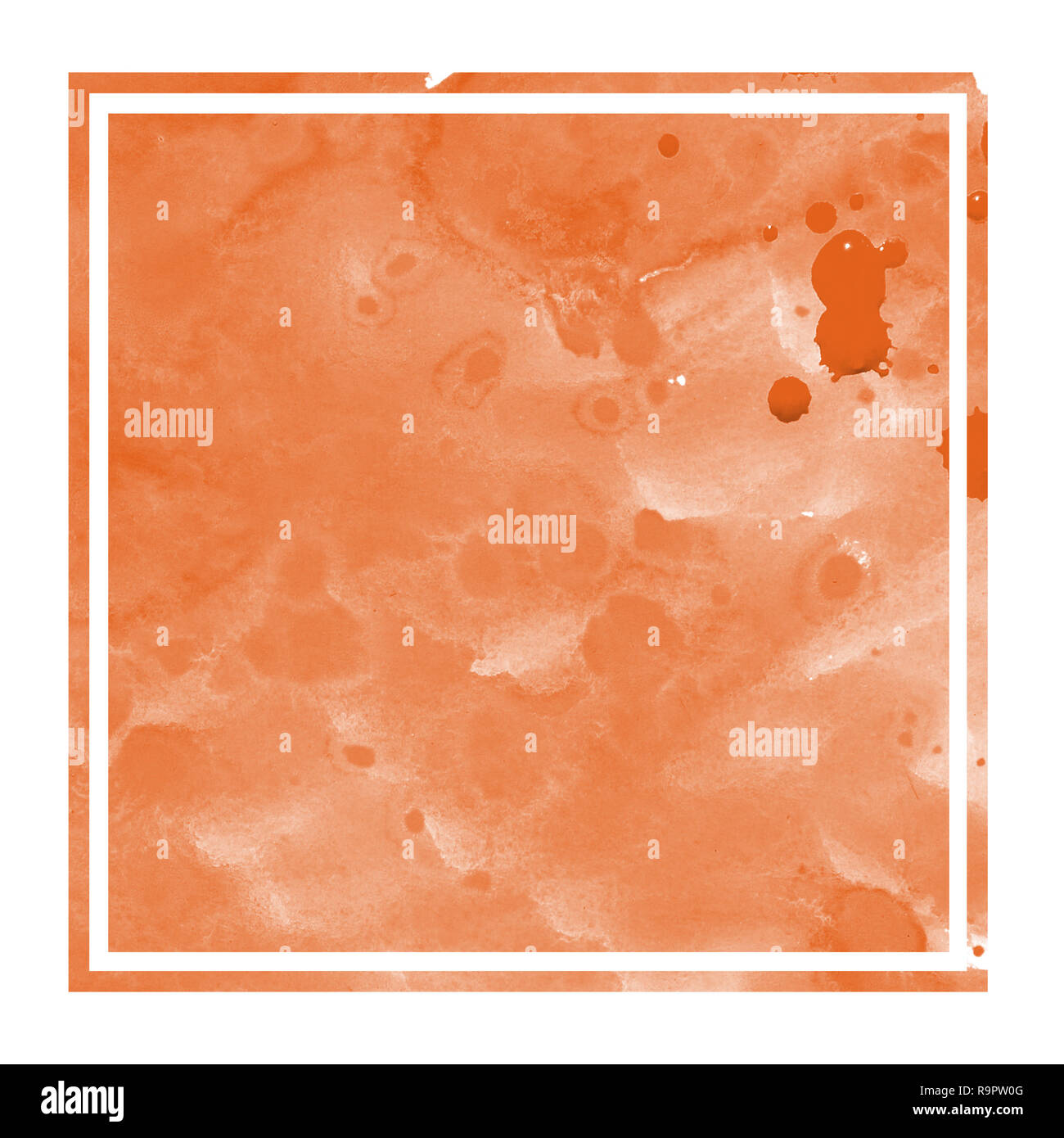 Orange hand drawn watercolor rectangular frame background texture with ...