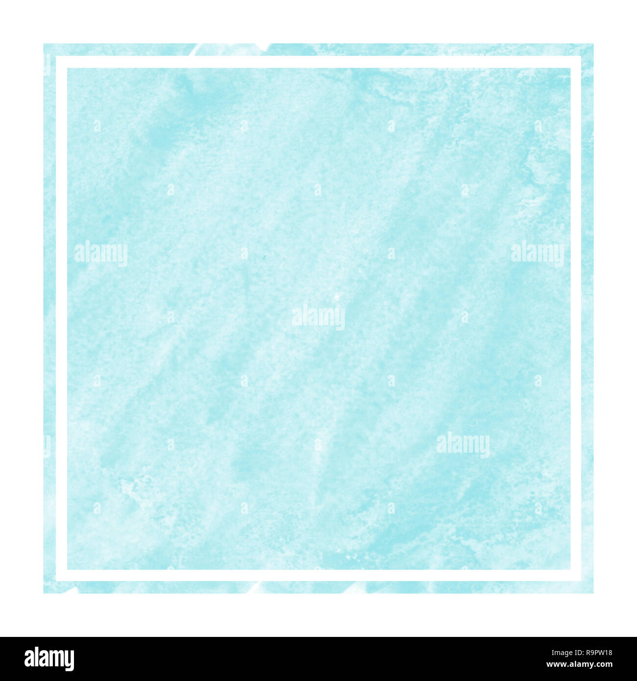 Light blue hand drawn watercolor rectangular frame background texture ...