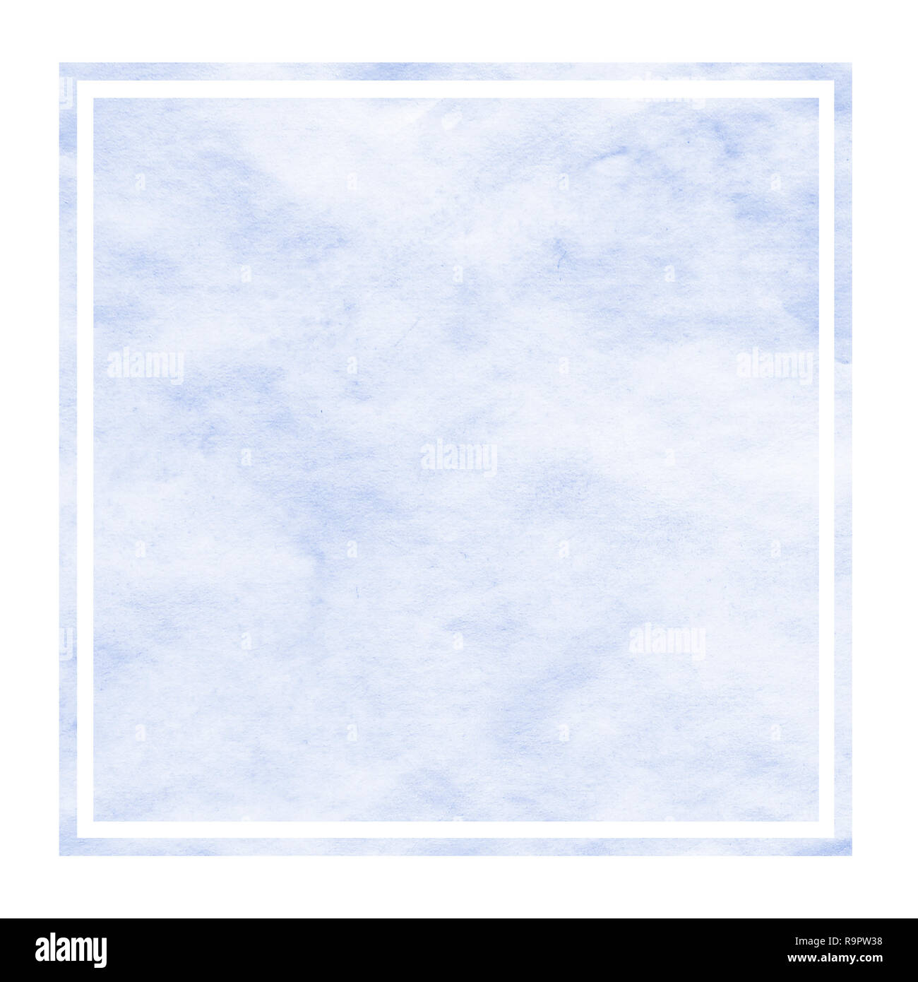 Blue hand drawn watercolor rectangular frame background texture with ...