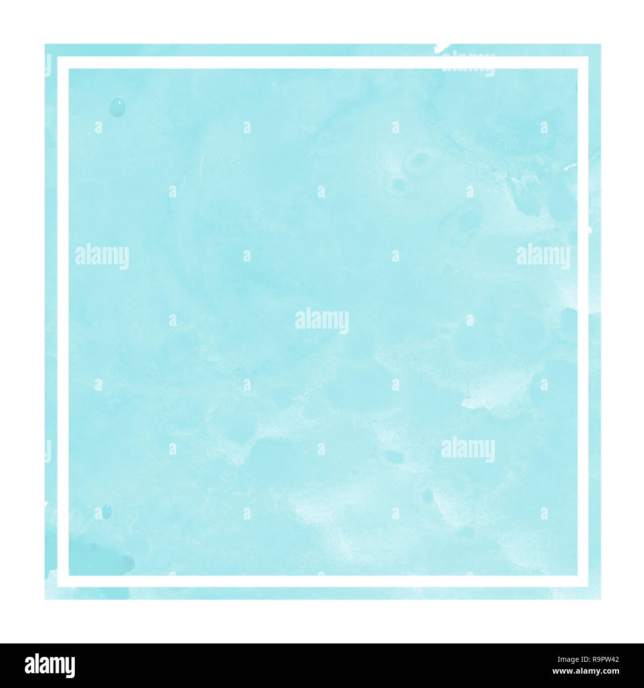 Light blue hand drawn watercolor rectangular frame background texture ...