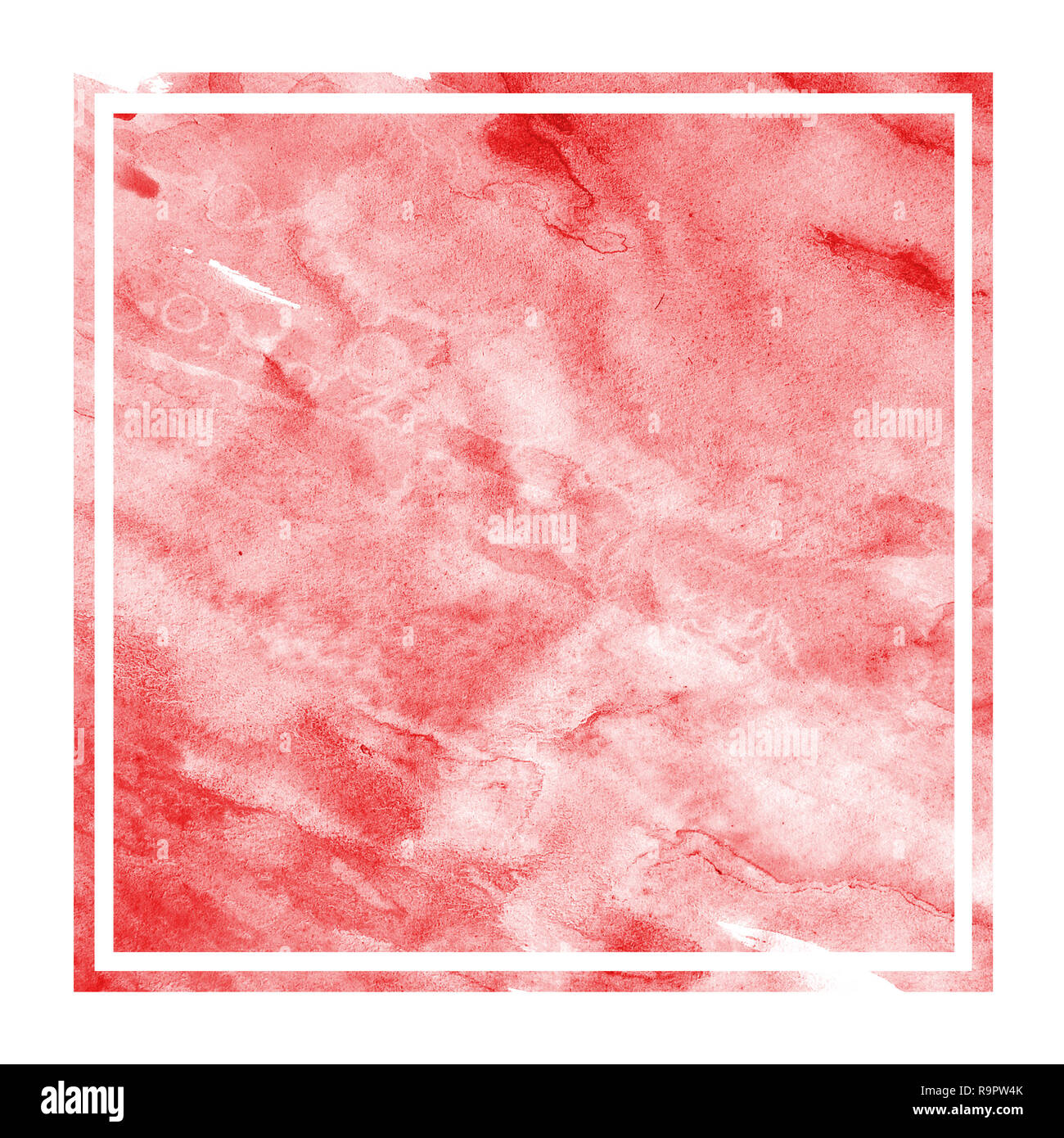 Red hand drawn watercolor rectangular frame background texture with ...