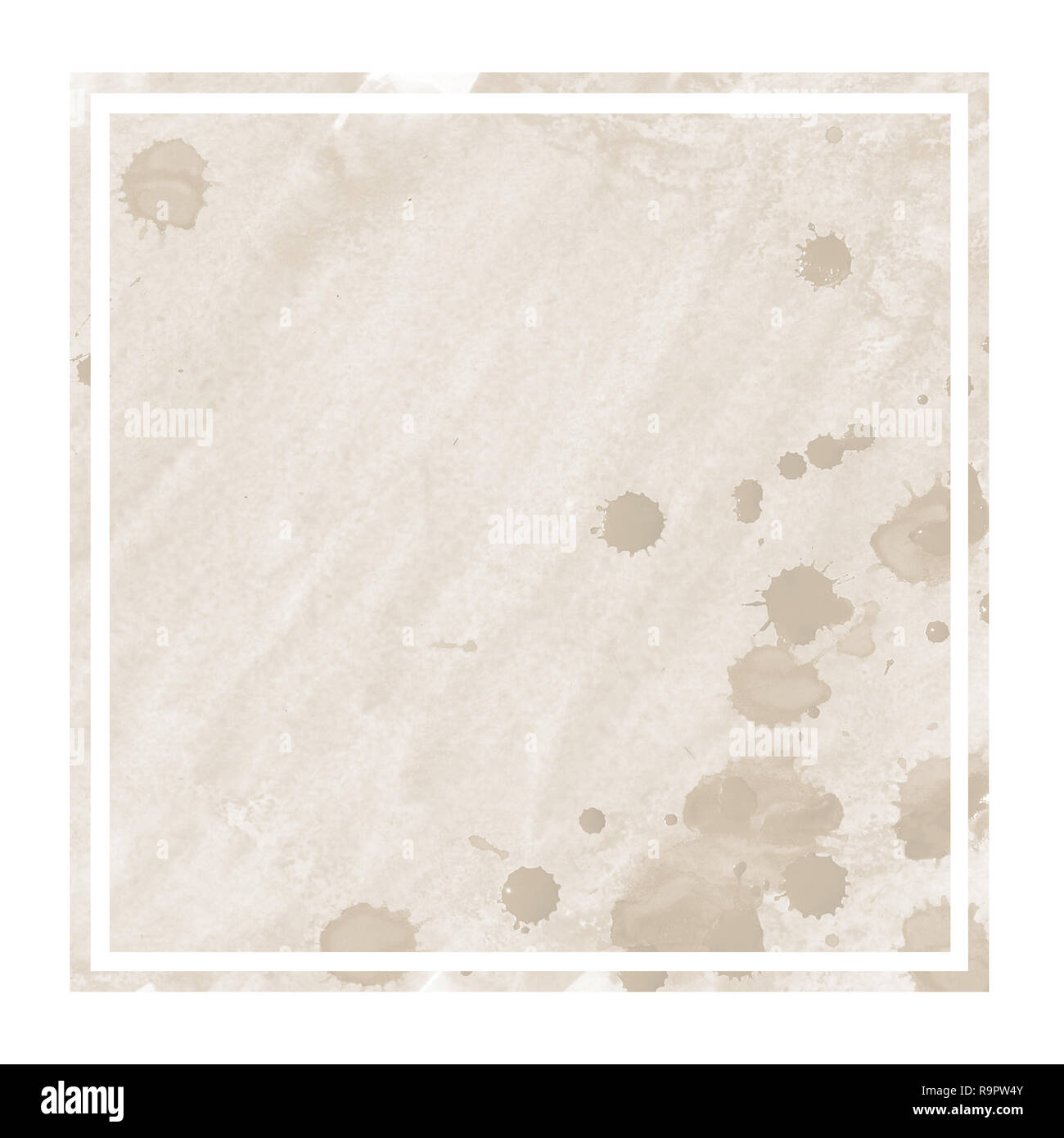 Brown hand drawn watercolor rectangular frame background texture with ...