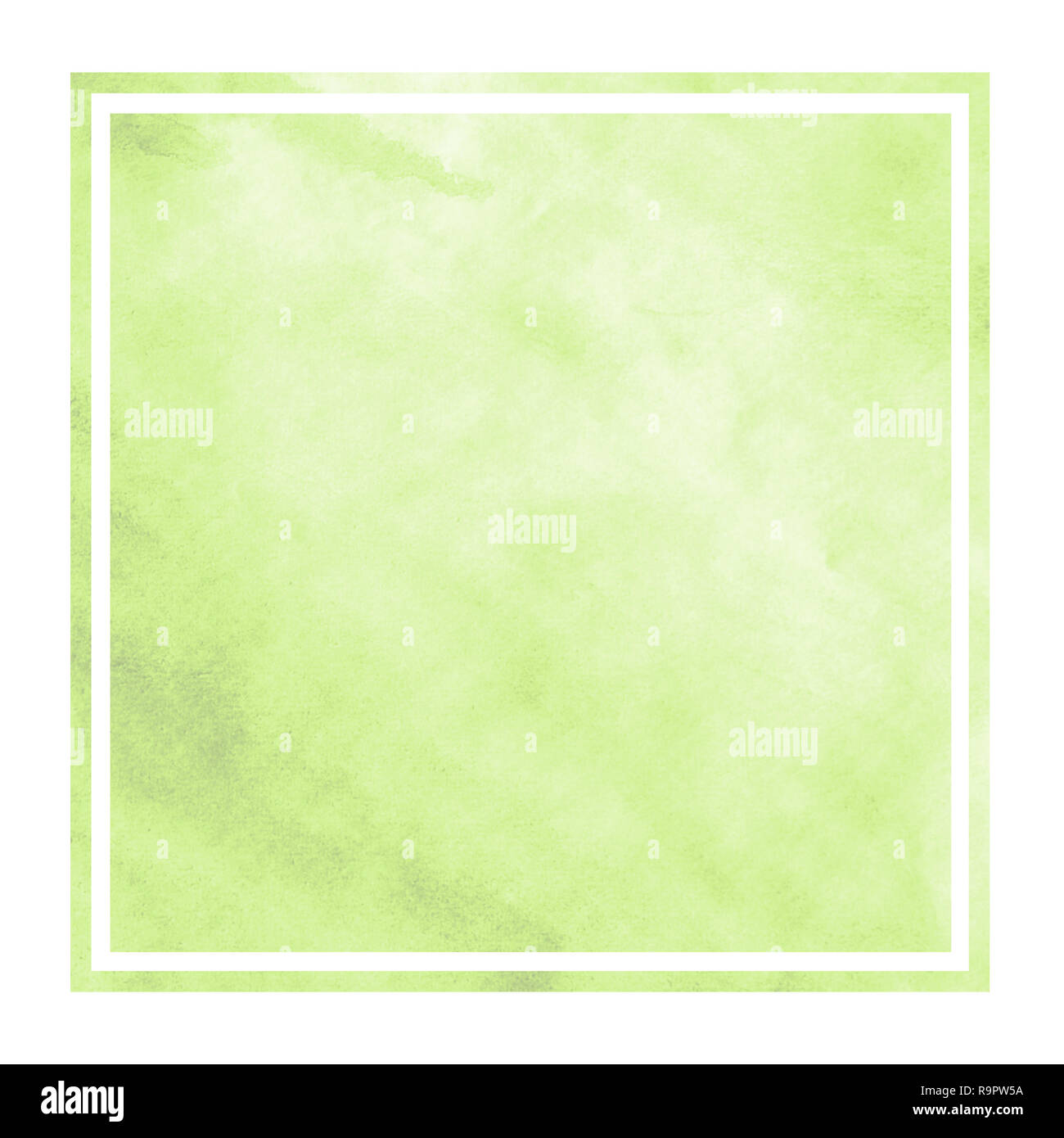 Light green hand drawn watercolor rectangular frame background texture ...