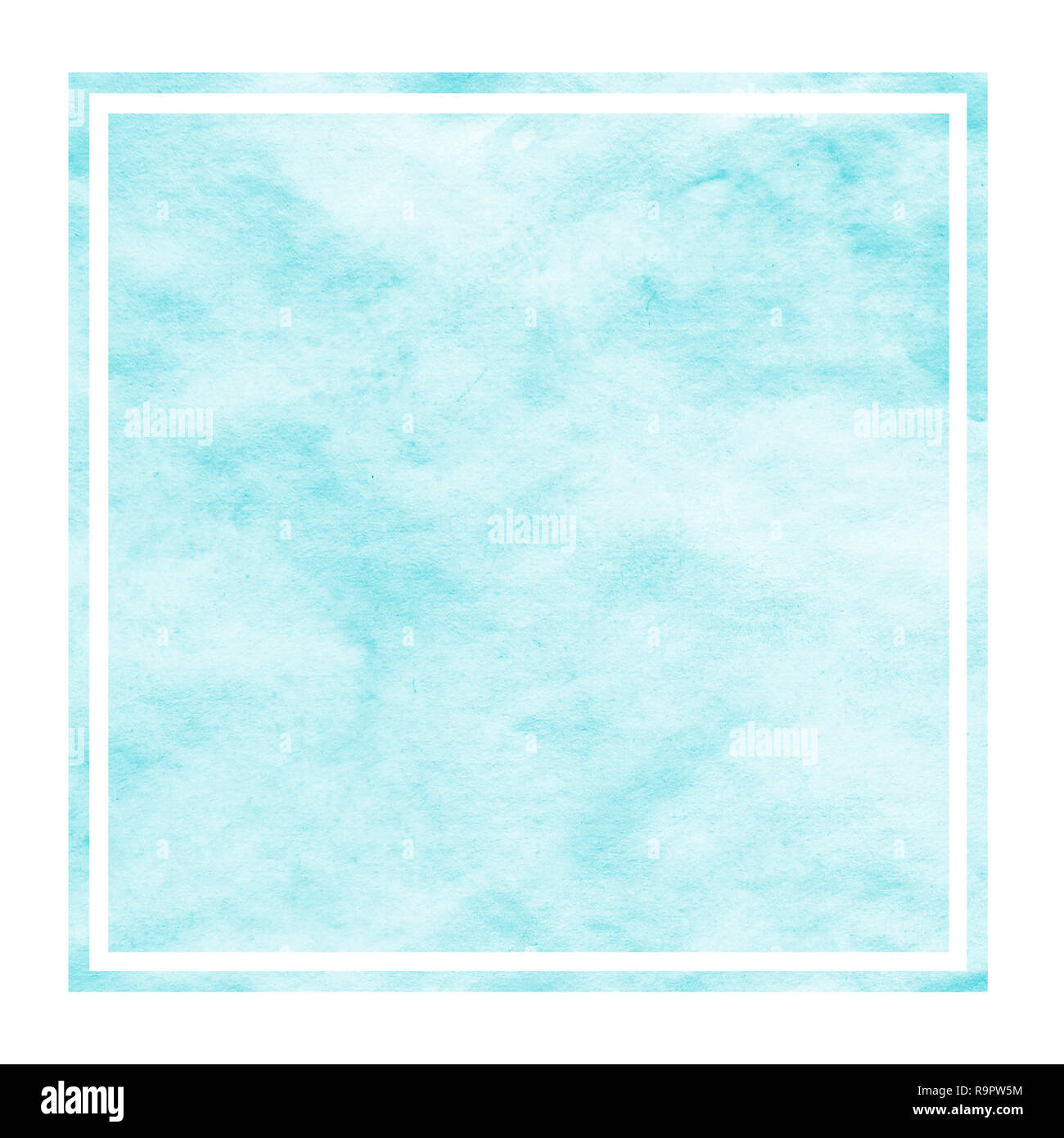 Light blue hand drawn watercolor rectangular frame background texture ...