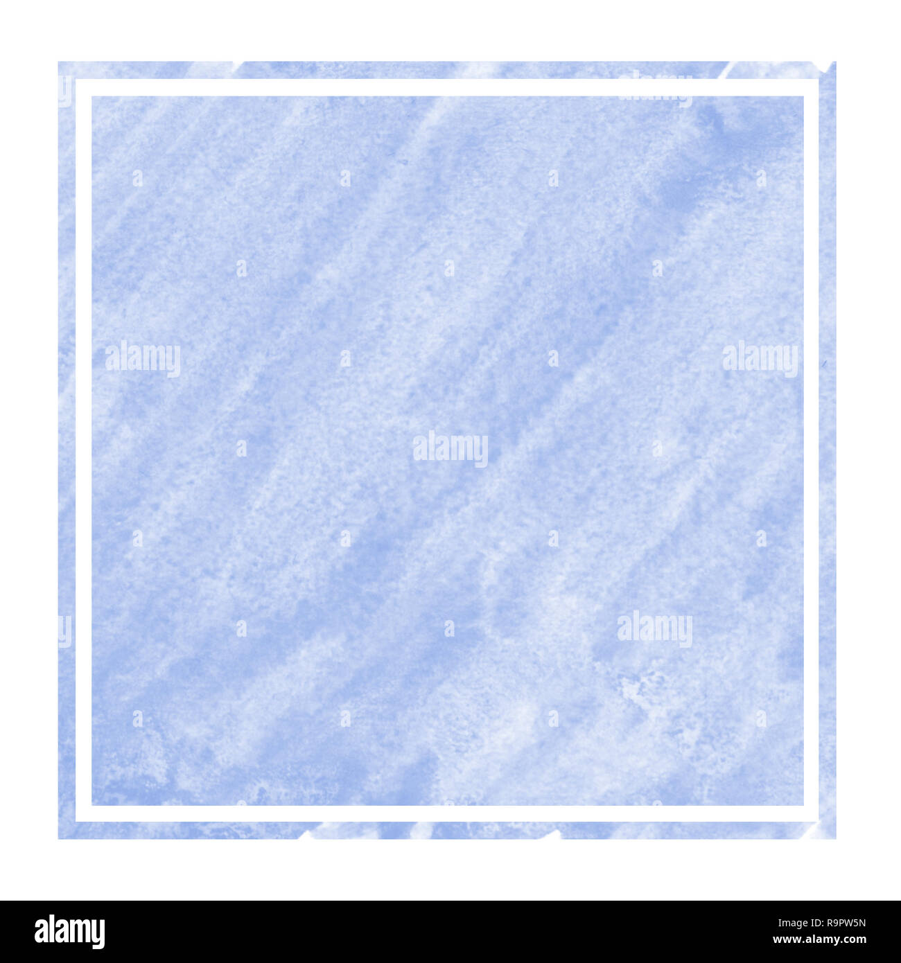 Blue hand drawn watercolor rectangular frame background texture with ...