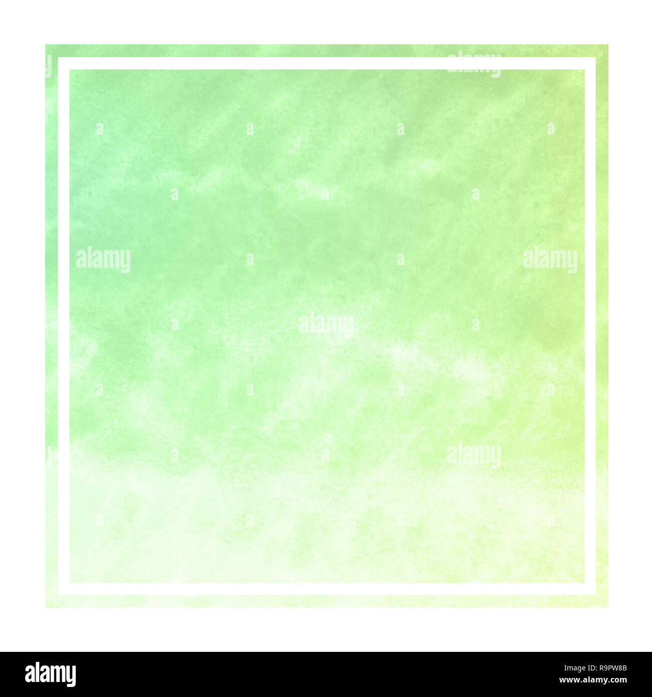 Green hand drawn watercolor rectangular frame background texture with ...