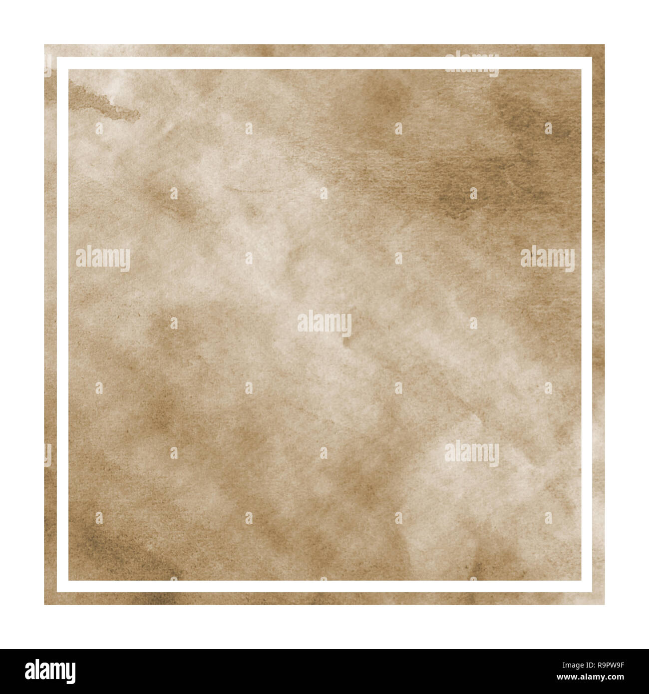 Brown hand drawn watercolor rectangular frame background texture with ...
