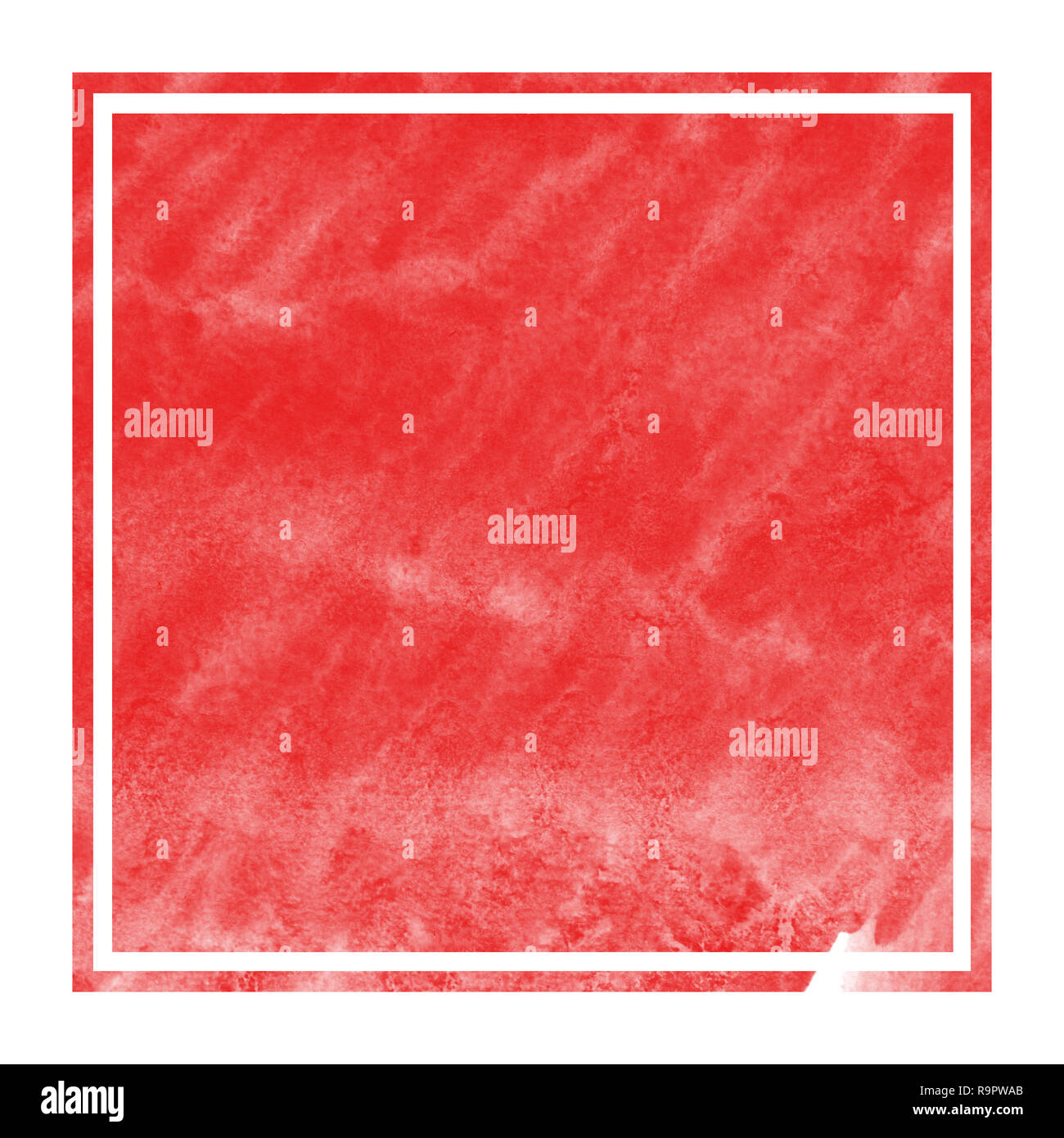 Red hand drawn watercolor rectangular frame background texture with ...