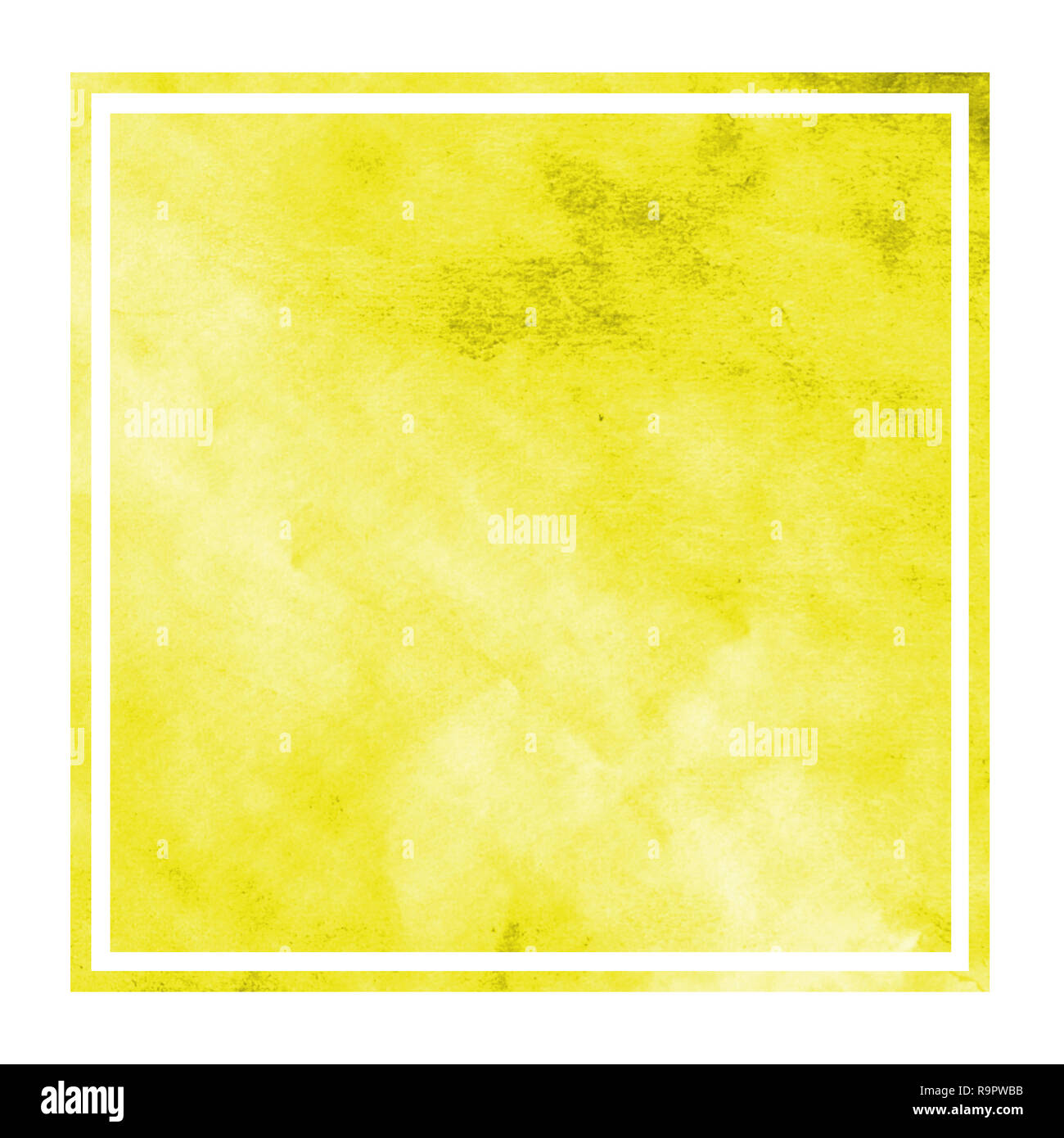 Yellow hand drawn watercolor rectangular frame background texture with ...