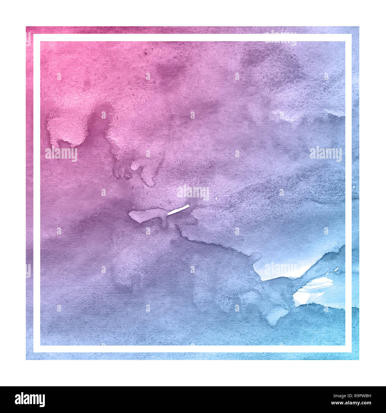 Space colors hand drawn watercolor rectangular frame background texture ...