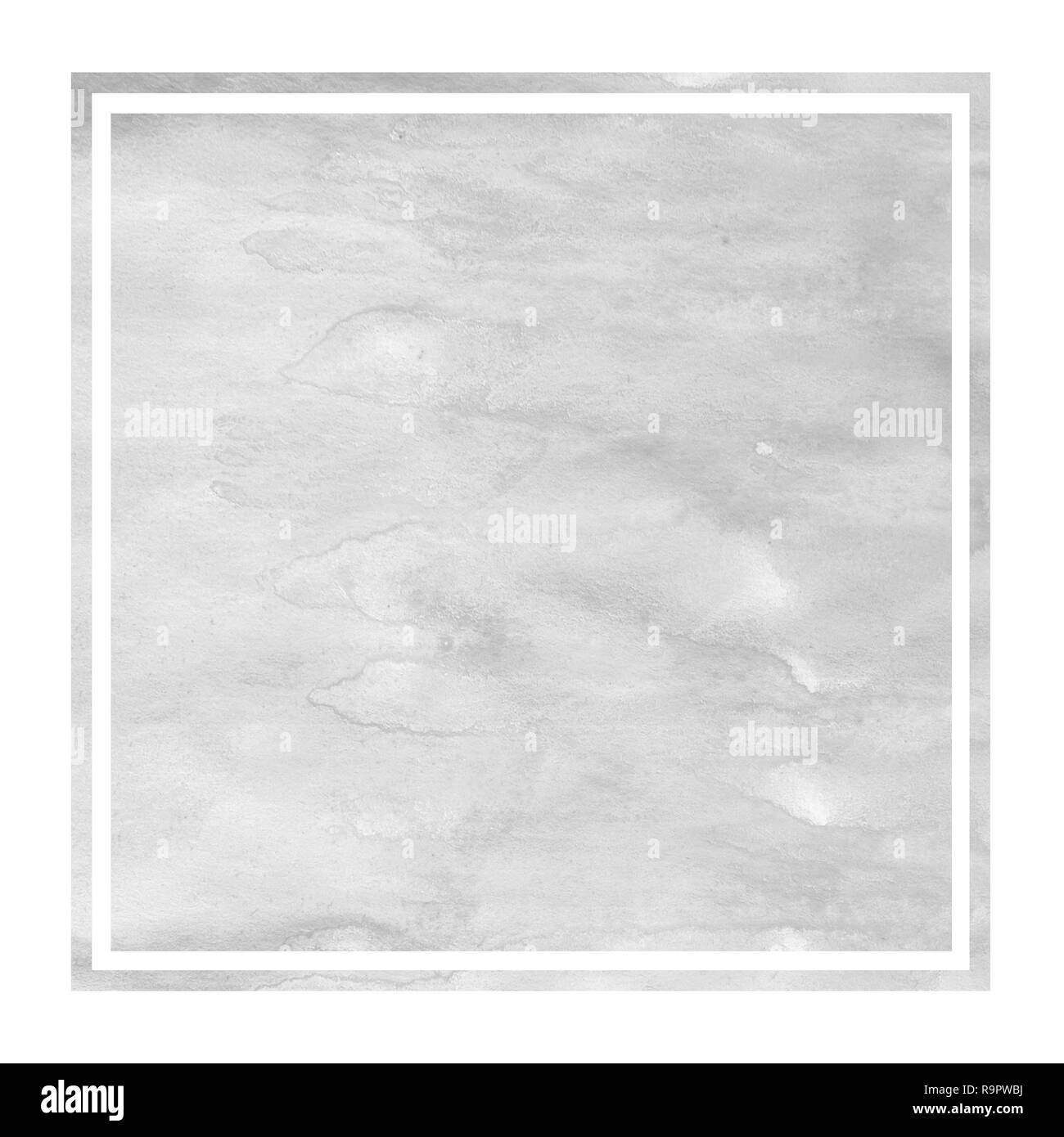 Monochrome hand drawn watercolor rectangular frame background texture ...