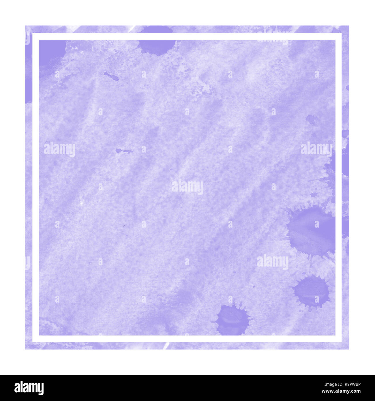 Violet hand drawn watercolor rectangular frame background texture with ...