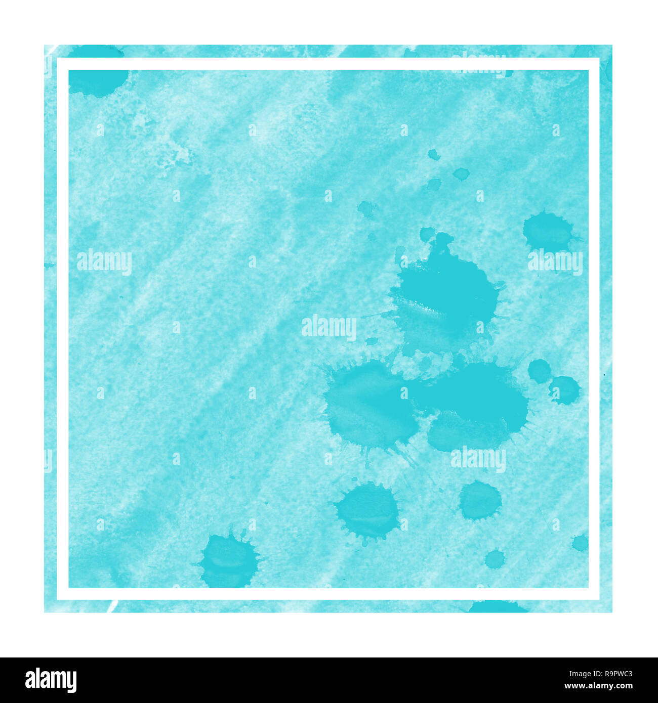 Light blue hand drawn watercolor rectangular frame background texture ...