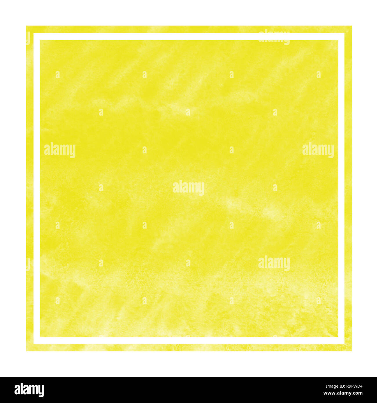 Yellow hand drawn watercolor rectangular frame background texture with ...