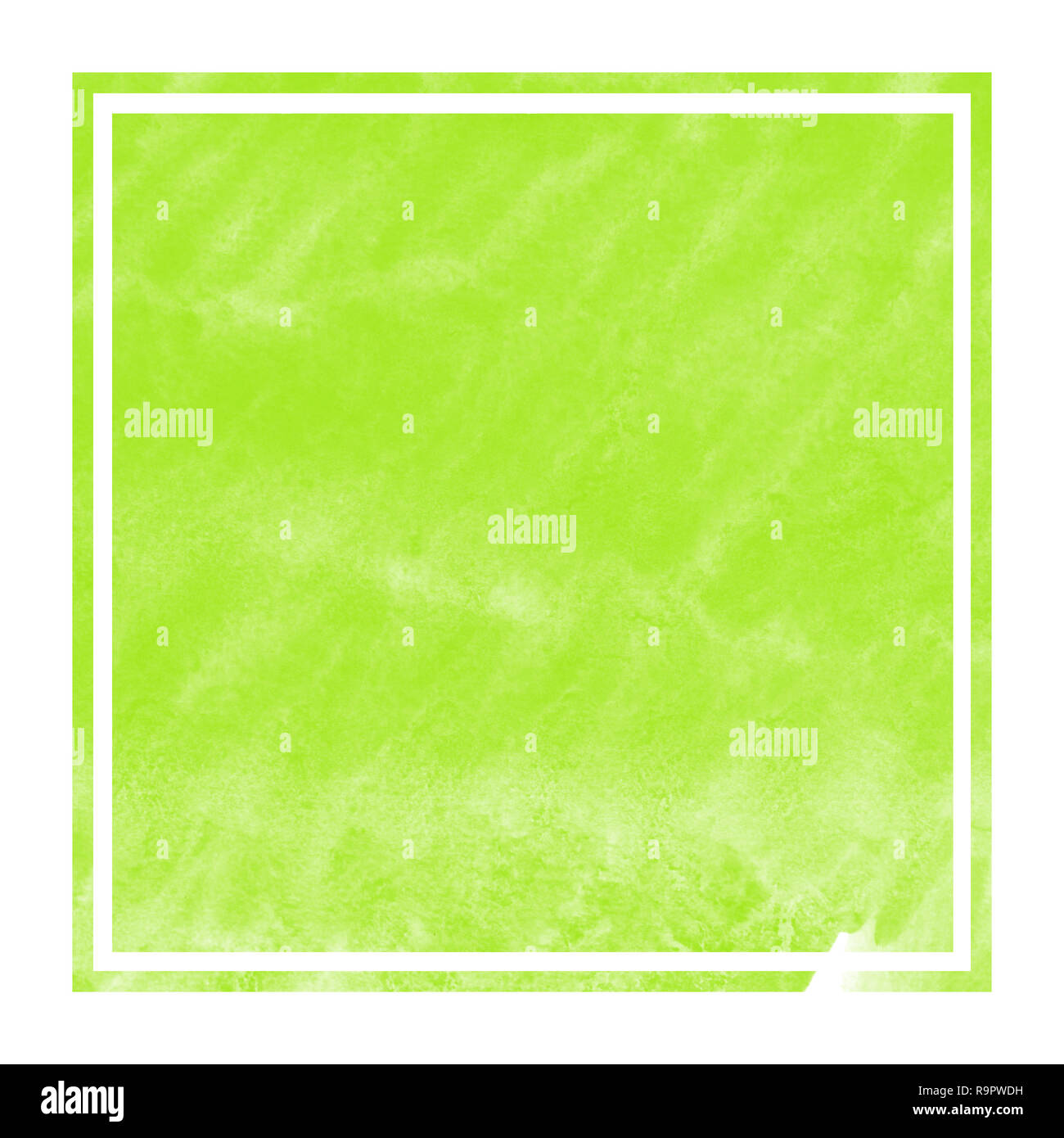 Light green hand drawn watercolor rectangular frame background texture ...