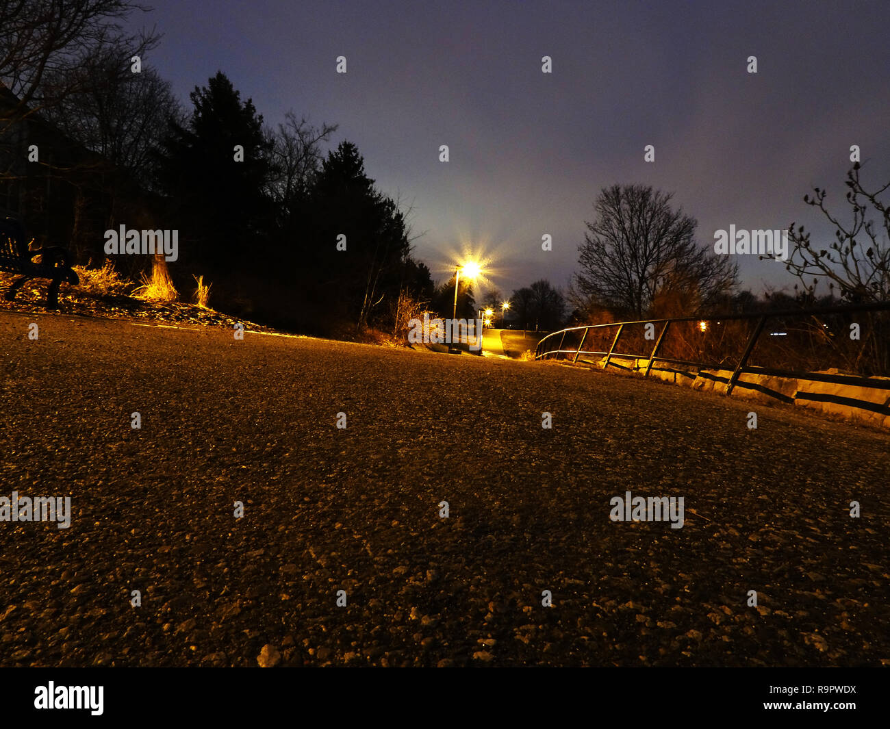 An assortment of shots of a local park taken during the blue hour Stock ...