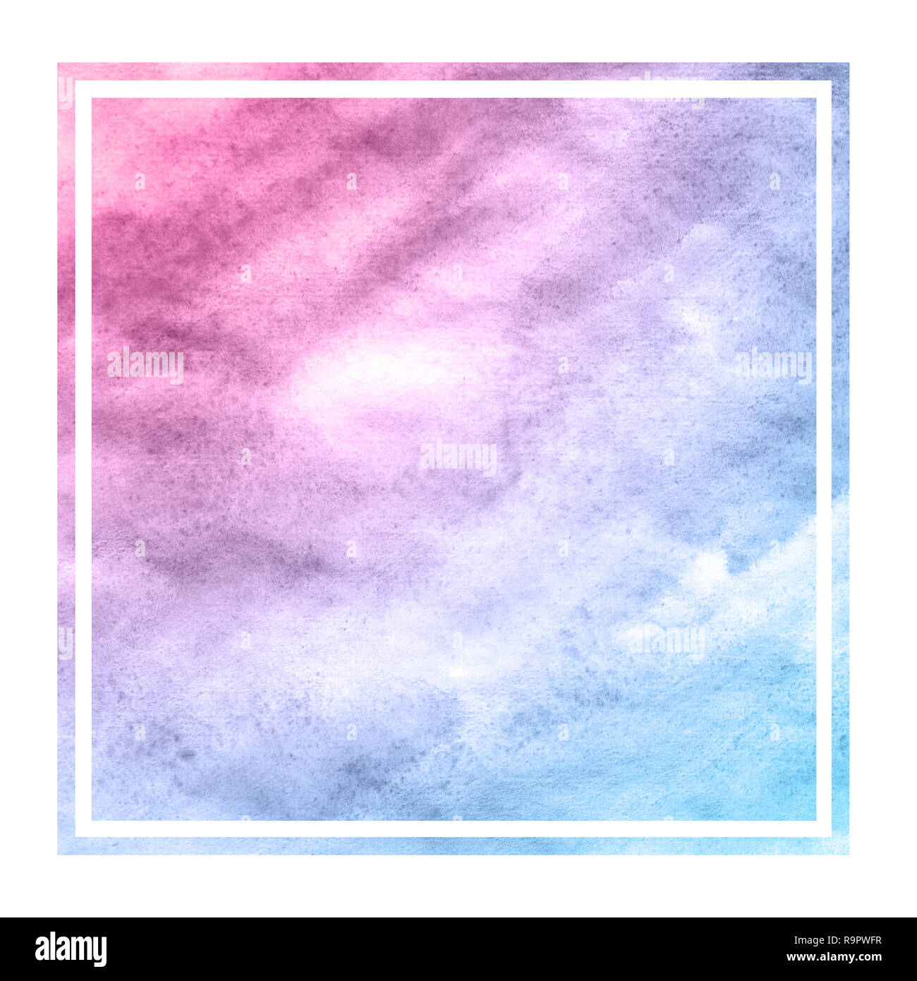 Space colors hand drawn watercolor rectangular frame background texture ...