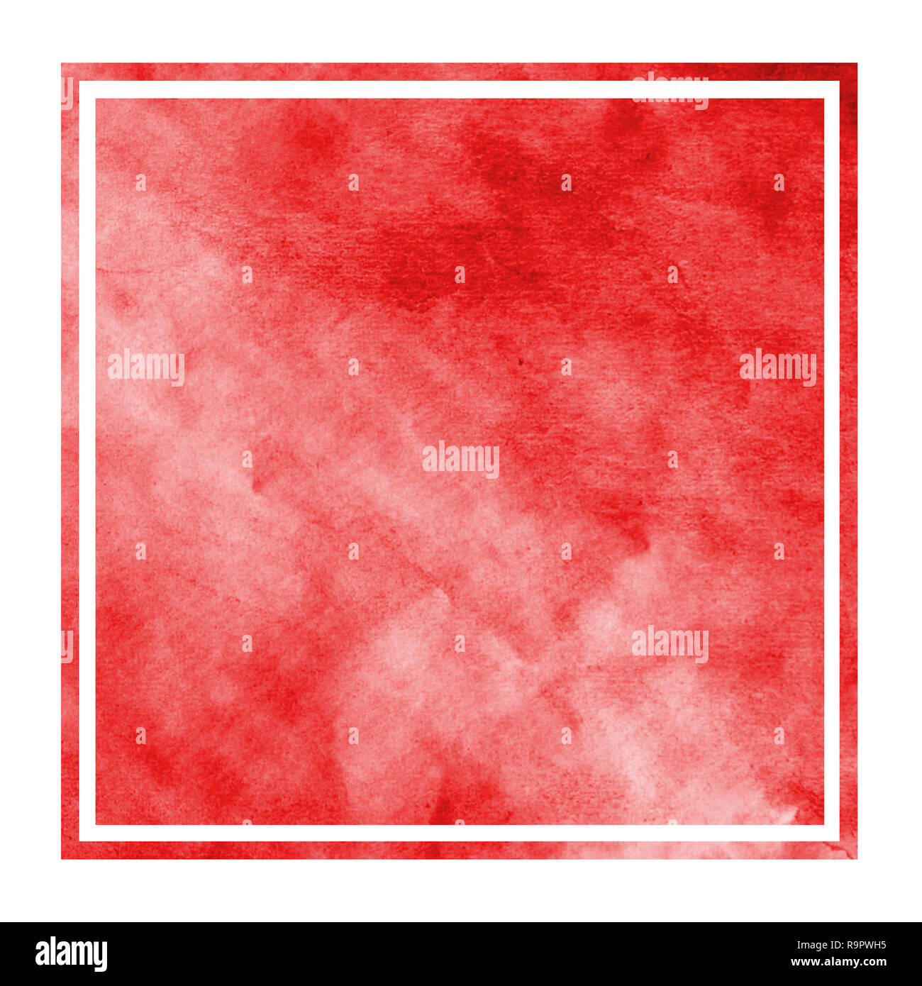 Red hand drawn watercolor rectangular frame background texture with ...