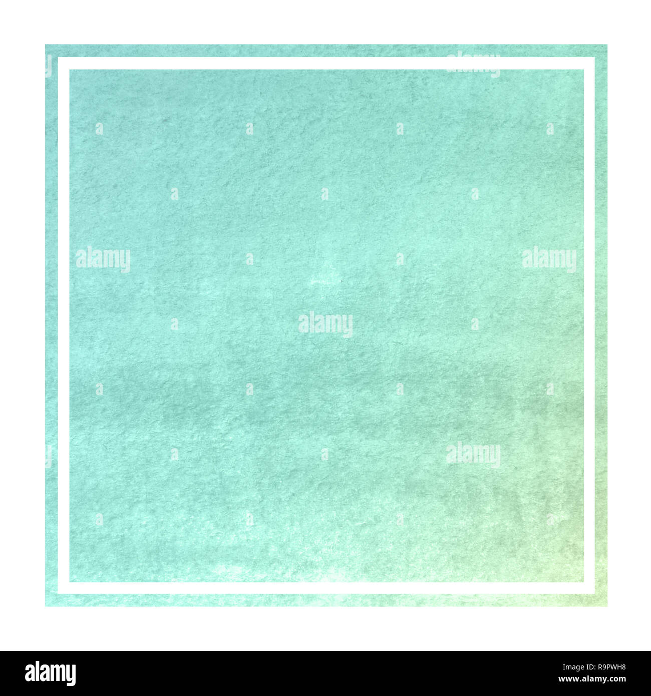 Turquoise hand drawn watercolor rectangular frame background texture ...