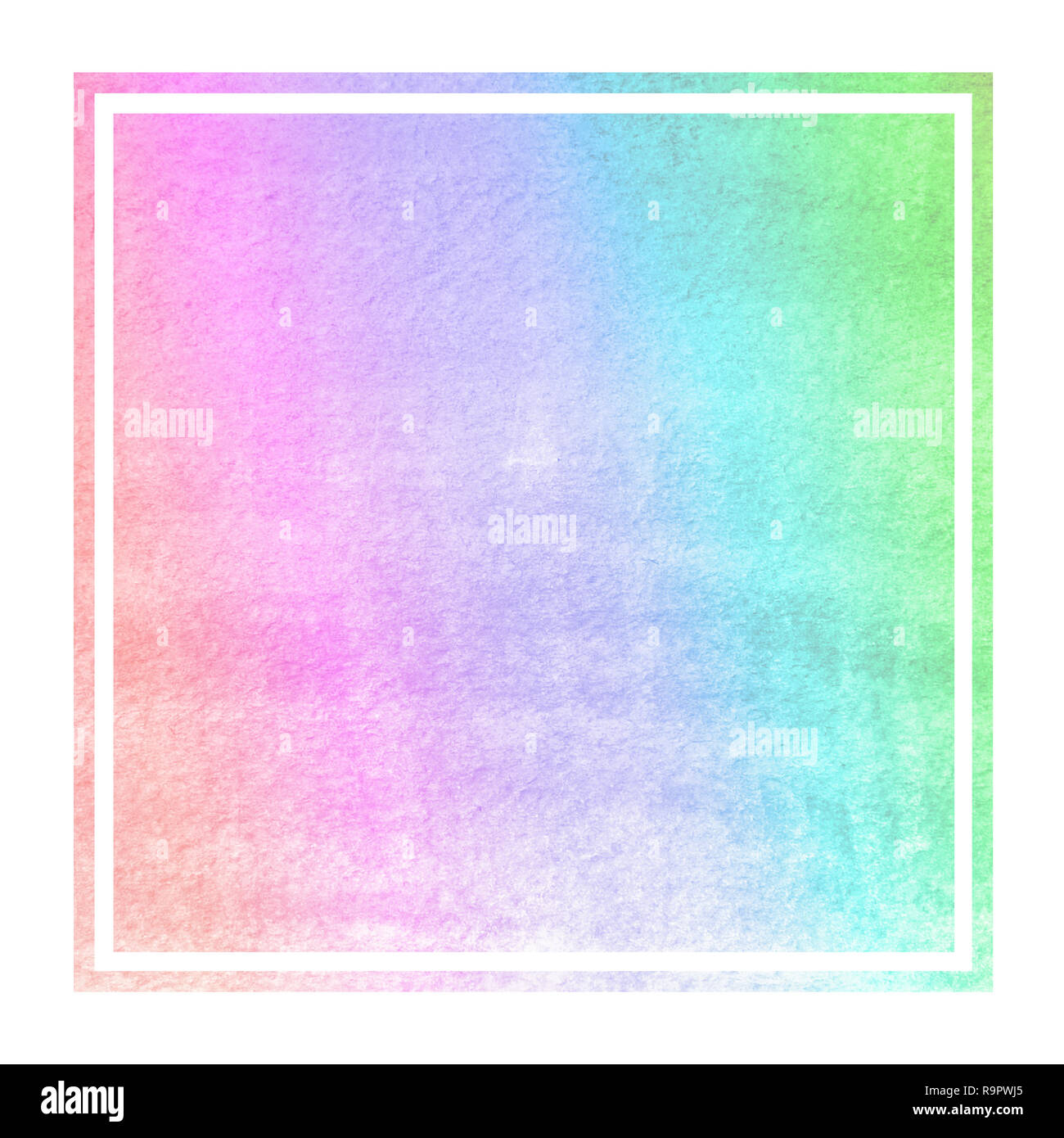 Multicolored hand drawn watercolor rectangular frame background texture ...