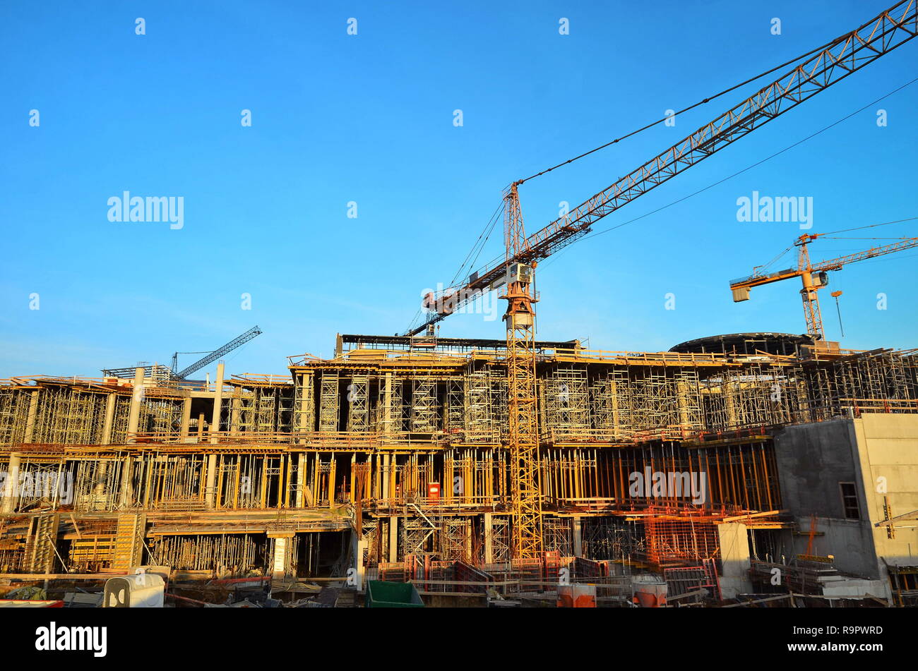 Crane and building construction site Stock Photo - Alamy