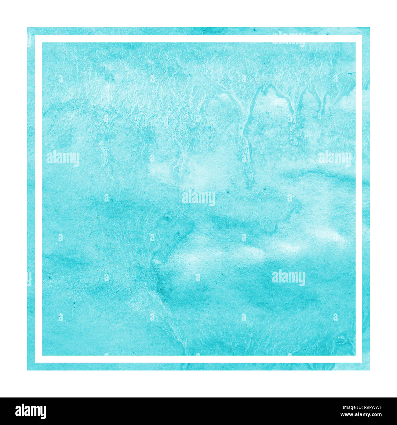 Light blue hand drawn watercolor rectangular frame background texture ...