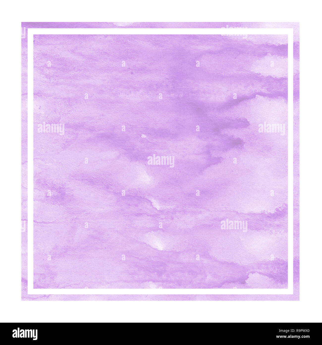 Purple hand drawn watercolor rectangular frame background texture with ...
