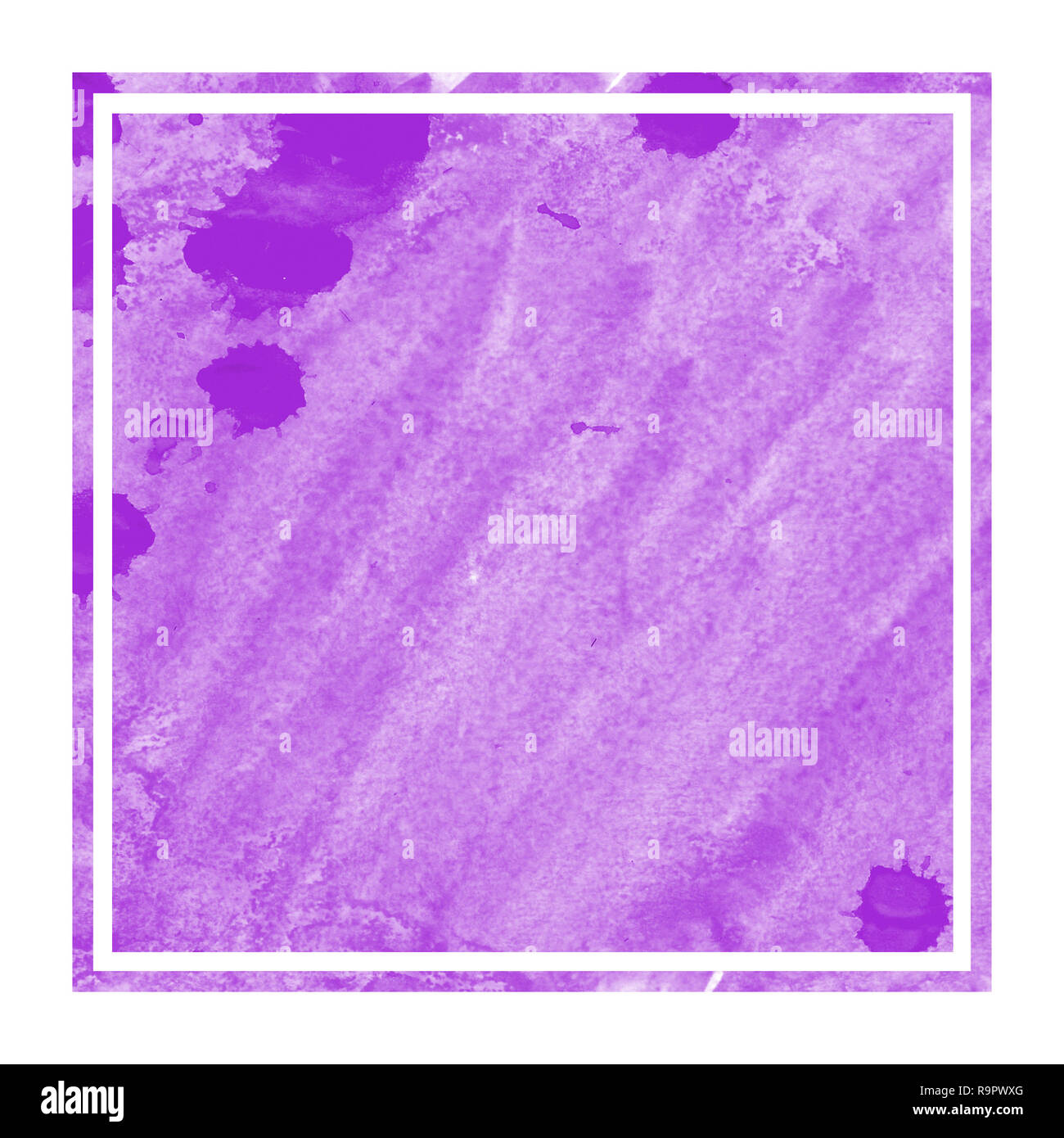 Purple hand drawn watercolor rectangular frame background texture with ...