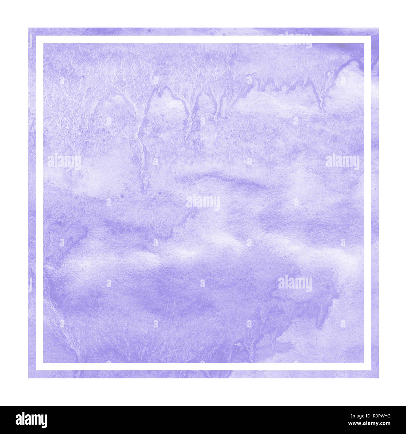Violet hand drawn watercolor rectangular frame background texture with ...