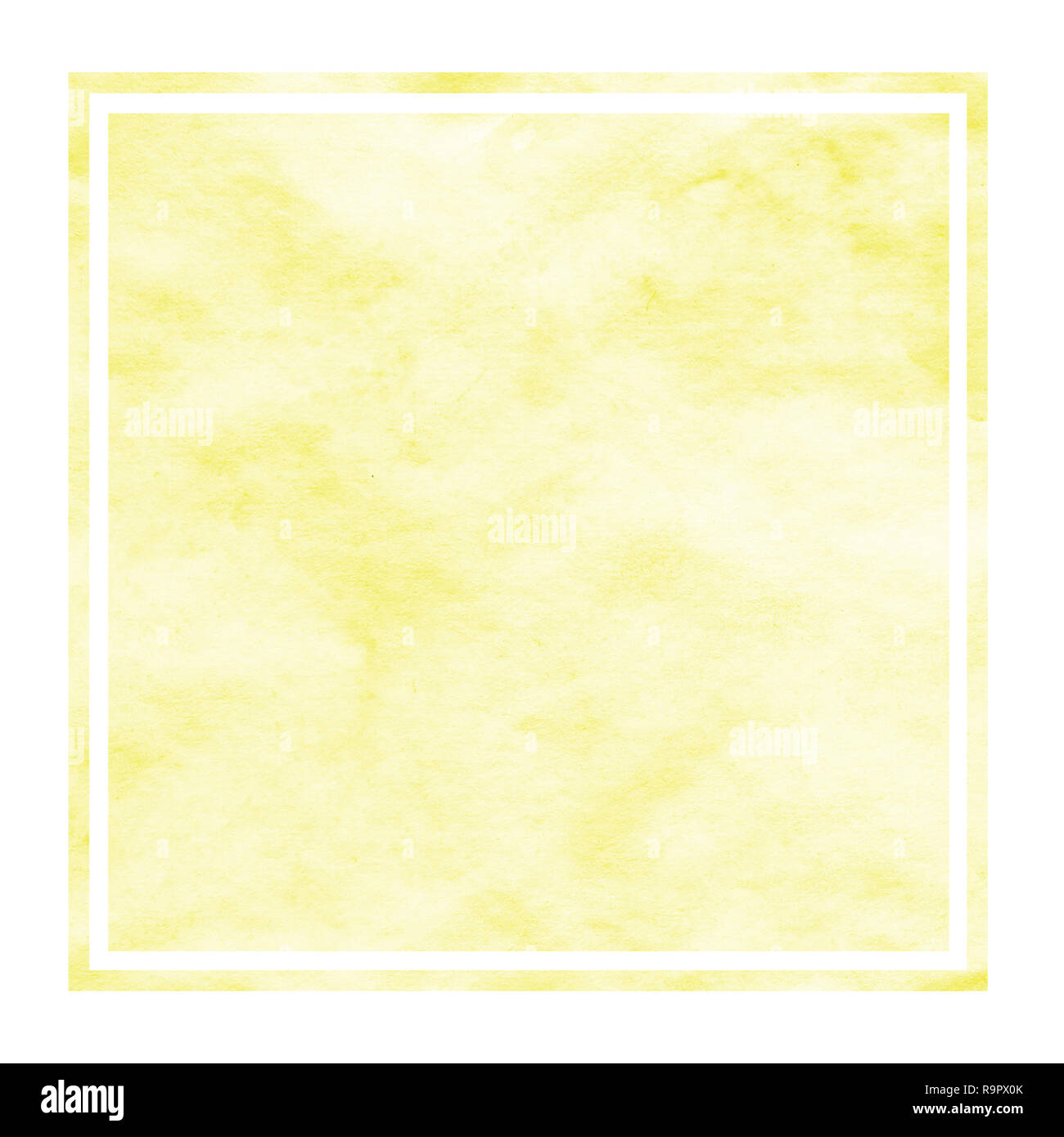 Yellow hand drawn watercolor rectangular frame background texture with ...
