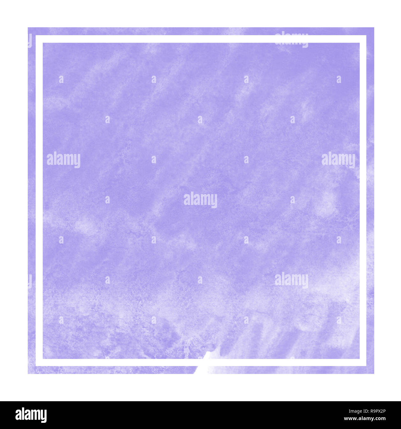 Violet hand drawn watercolor rectangular frame background texture with ...