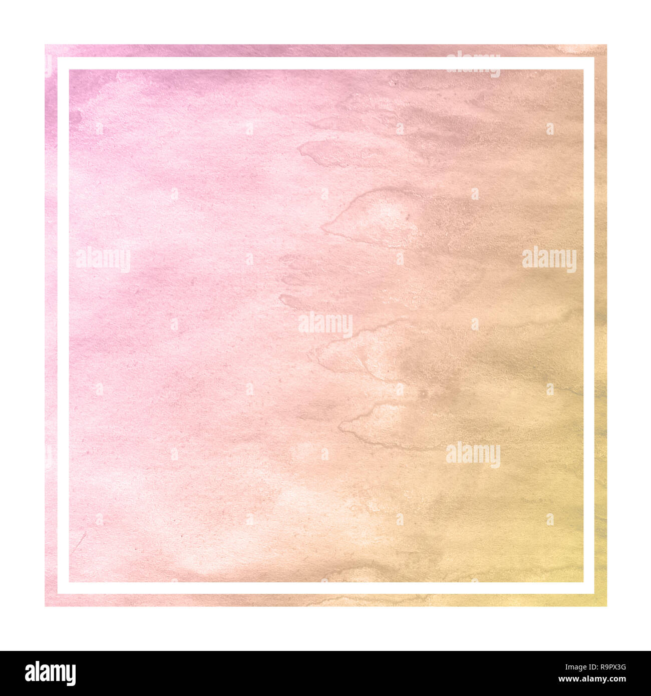 Warm orange hand drawn watercolor rectangular frame background texture ...