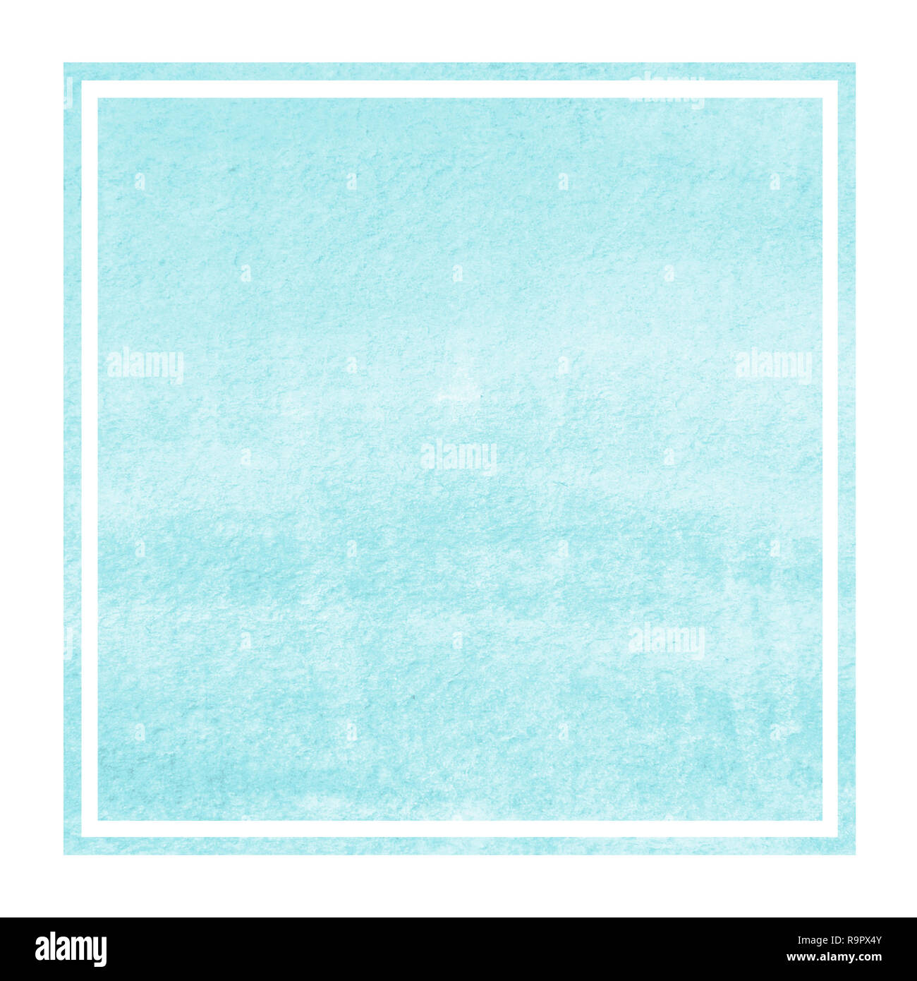 Light blue hand drawn watercolor rectangular frame background texture ...