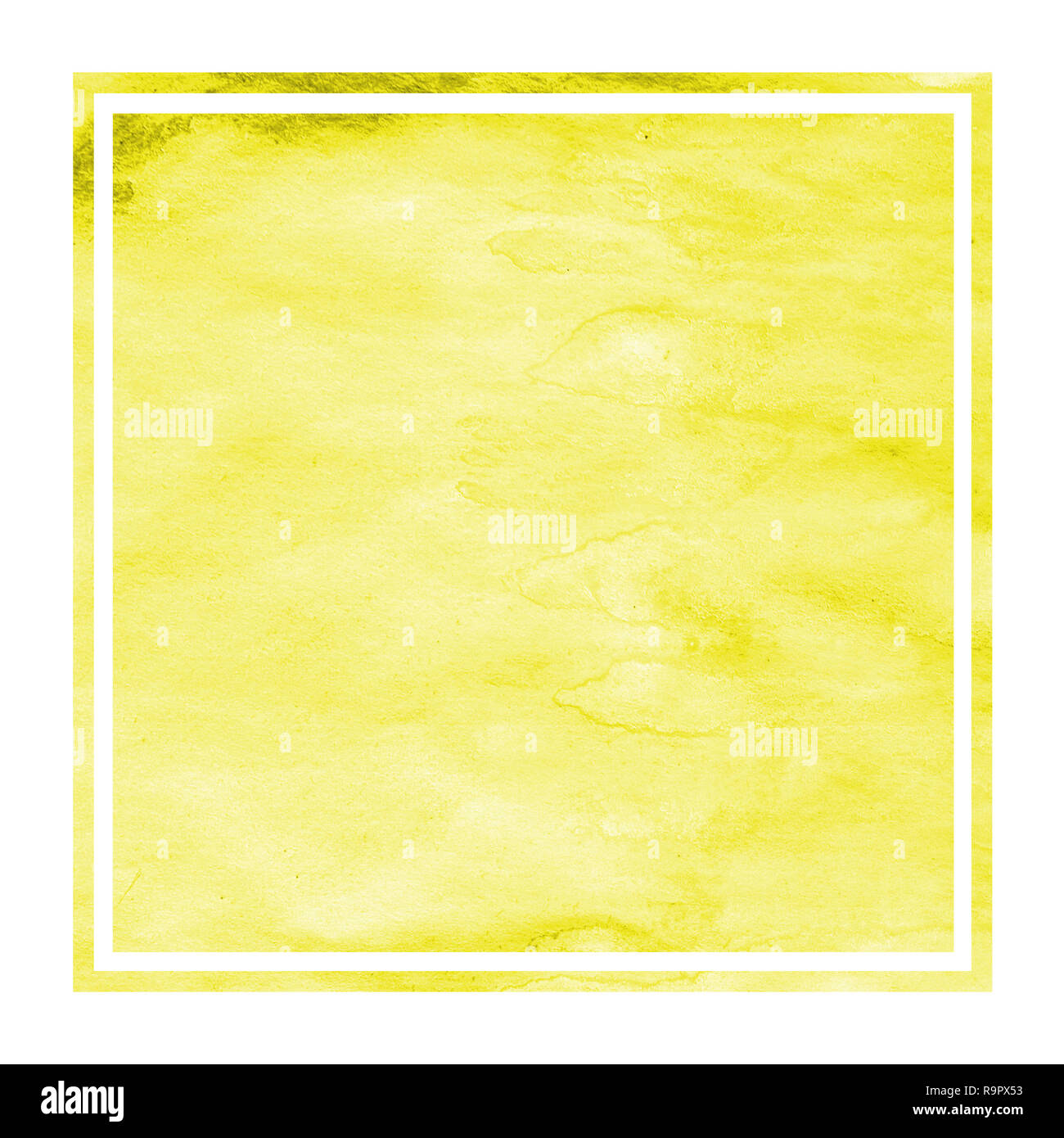 Yellow hand drawn watercolor rectangular frame background texture with ...