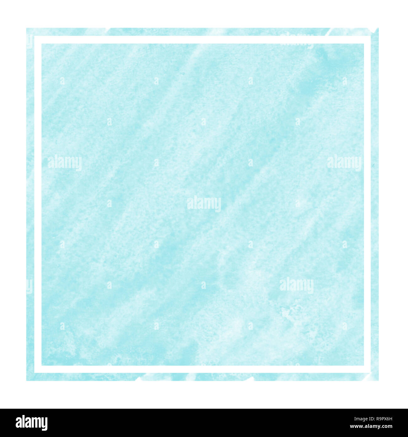 Light blue hand drawn watercolor rectangular frame background texture ...
