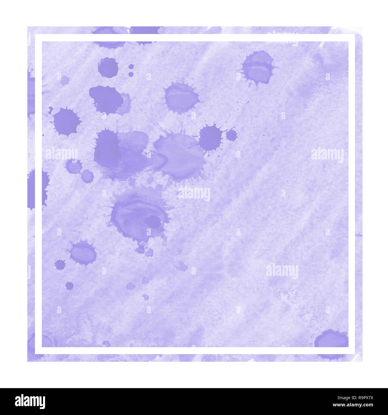 Violet hand drawn watercolor rectangular frame background texture with ...