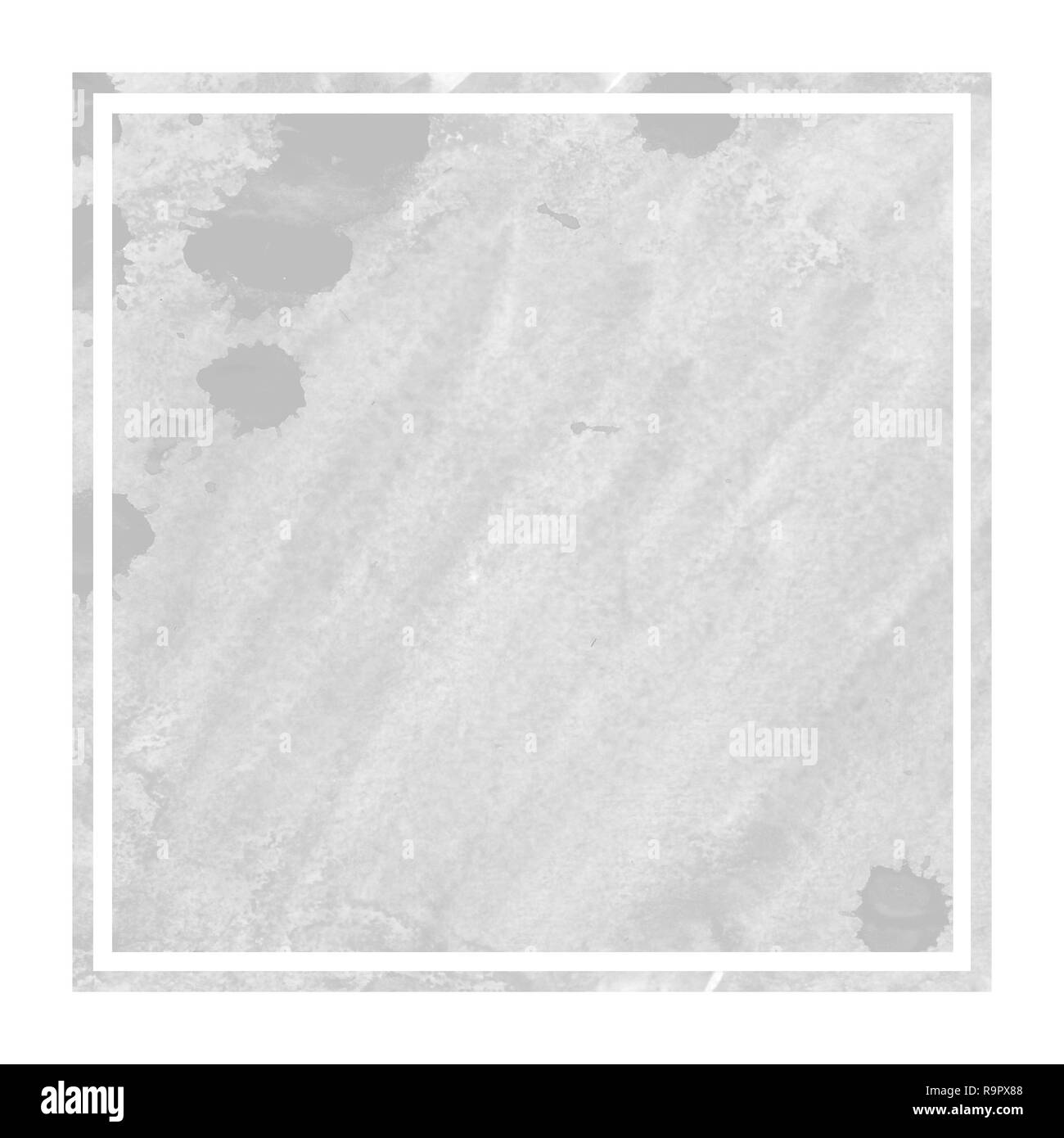 Monochrome hand drawn watercolor rectangular frame background texture ...