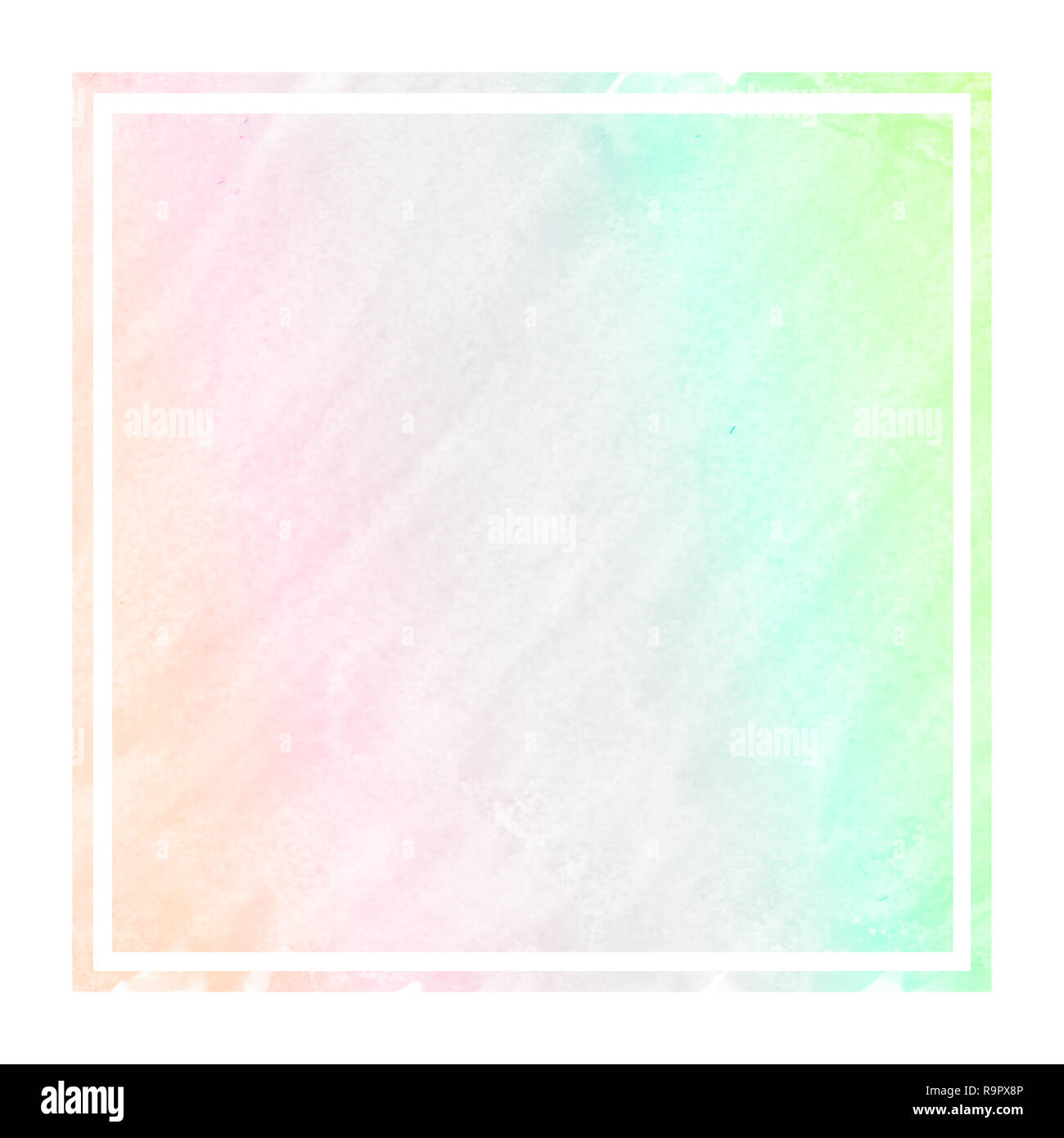 Multicolored hand drawn watercolor rectangular frame background texture ...